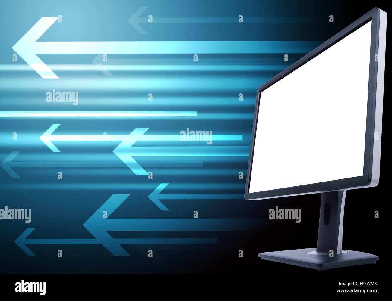 Monitor with blank screen and arrows, technology concept Stock Photo ...