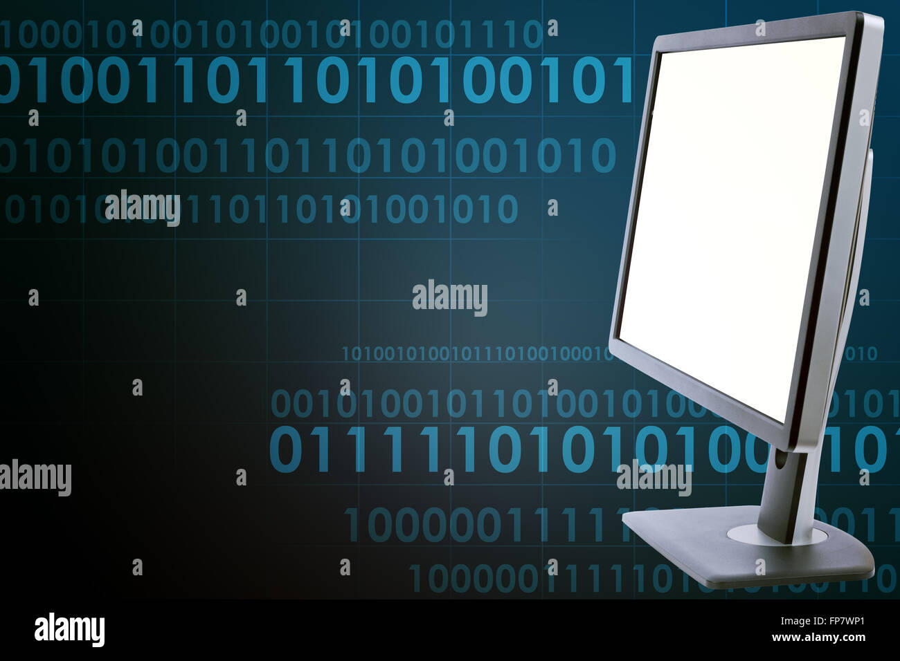 Monitor with blank screen and figures, technology concept Stock Photo ...