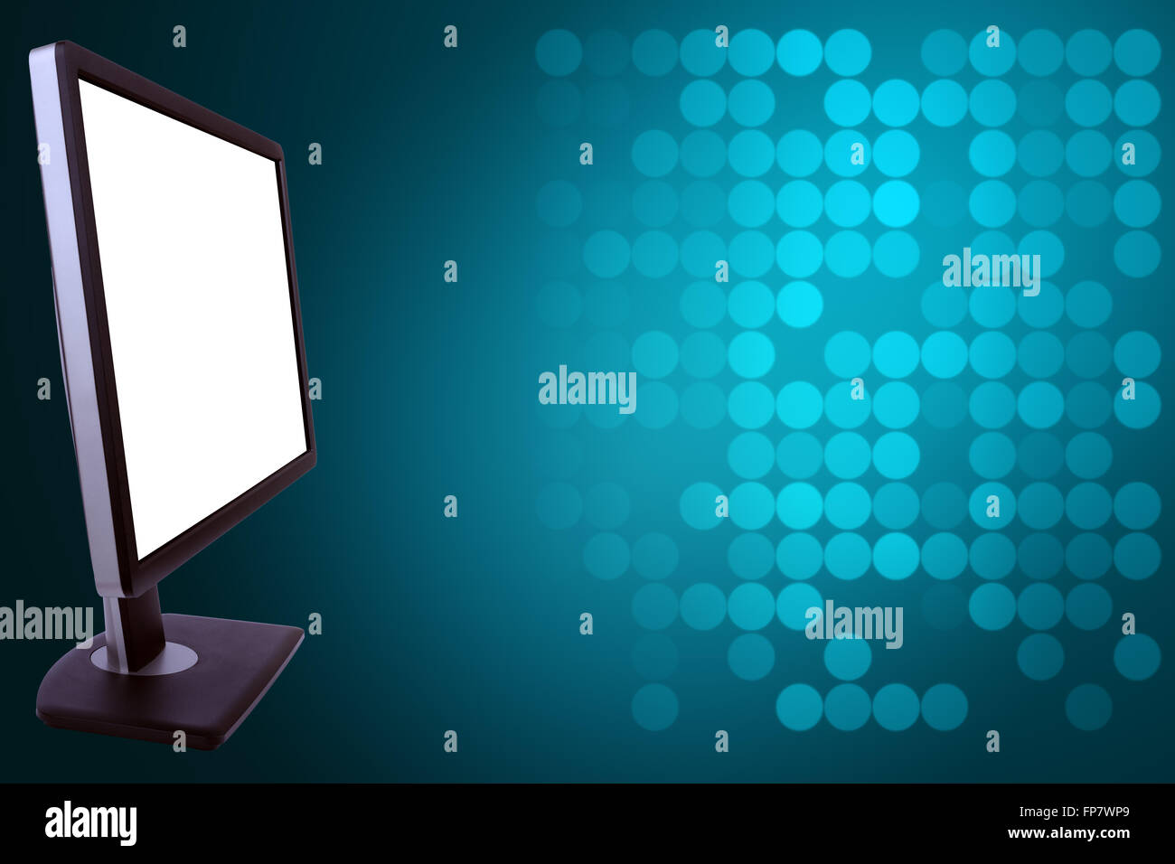 Monitor with blank screen and circles, technology concept Stock Photo ...