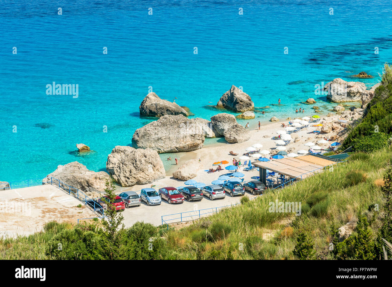 Kavalikefta Beach, Lefkada Island, Greece. Beautiful turquoise water ...