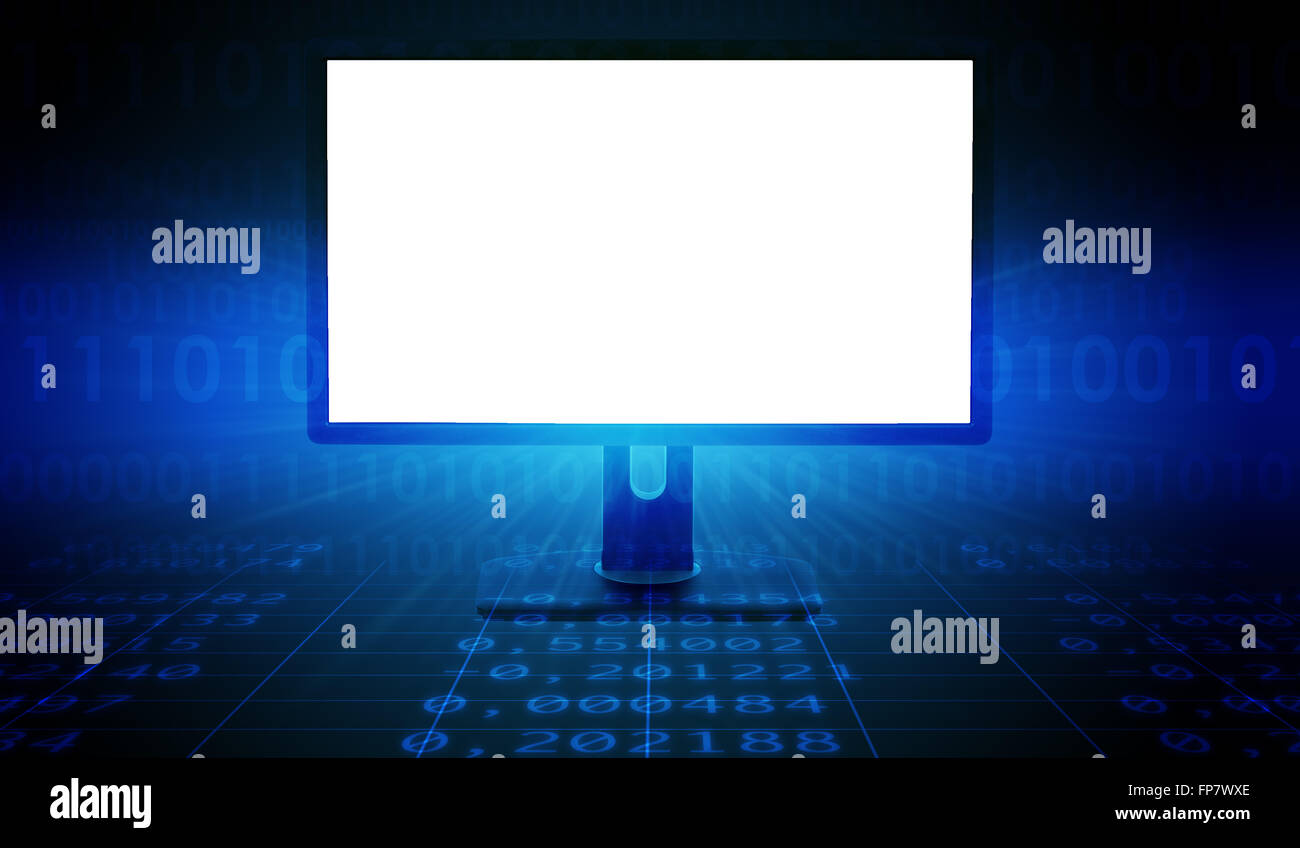 Monitor with blank screen and circles, technology concept Stock Photo ...