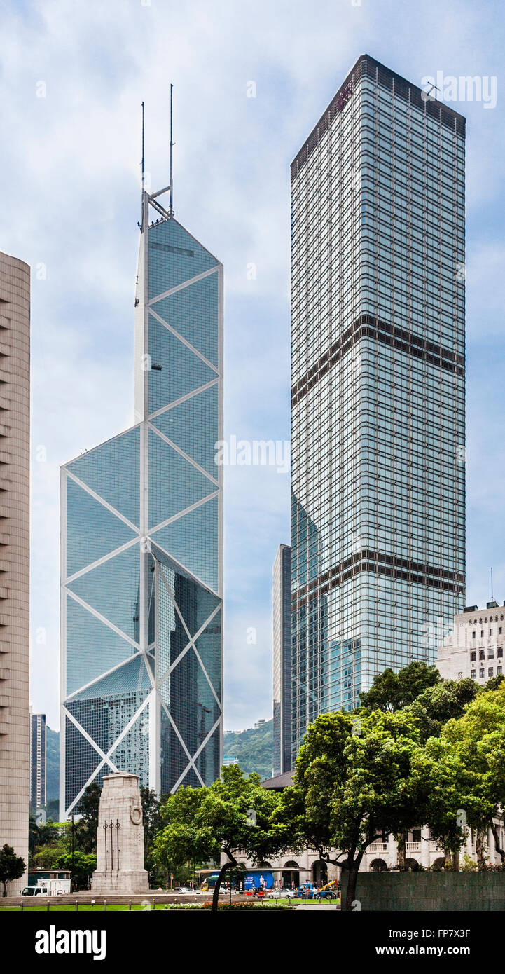 China, Hong Kong, Central District, view of the Bank of China Building ...