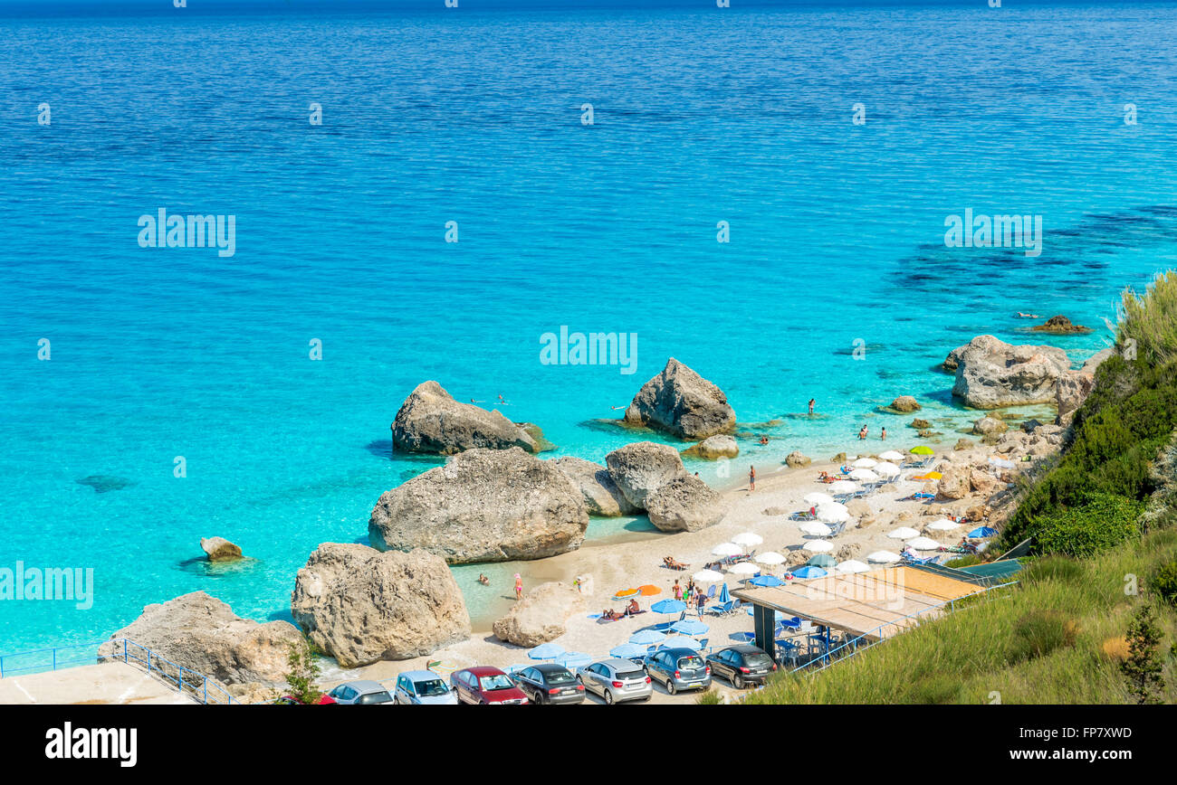 Kavalikefta Beach, Lefkada Island, Greece. Beautiful turquoise water ...
