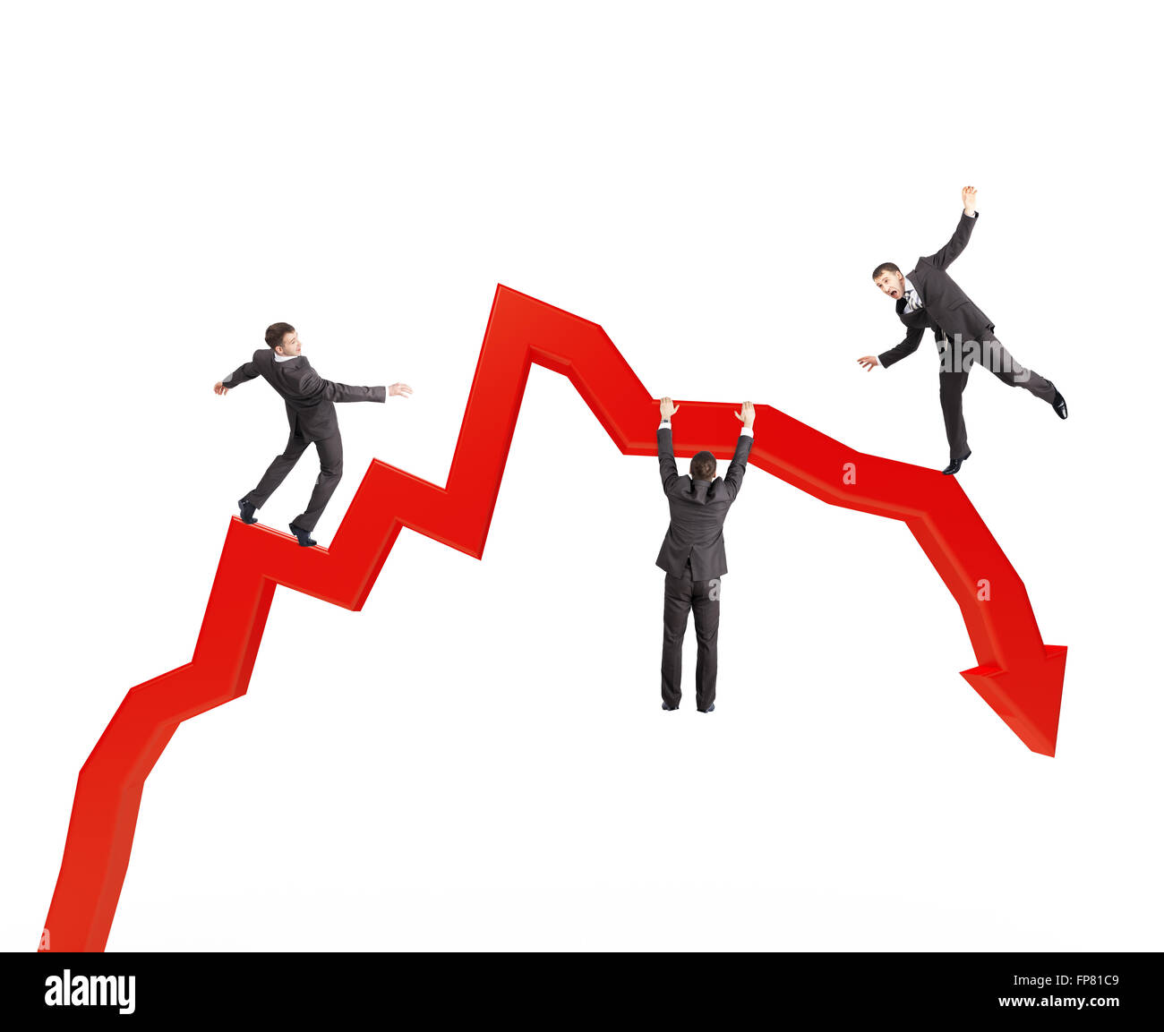 Businessmen falling from arrow isolated on white background Stock Photo ...