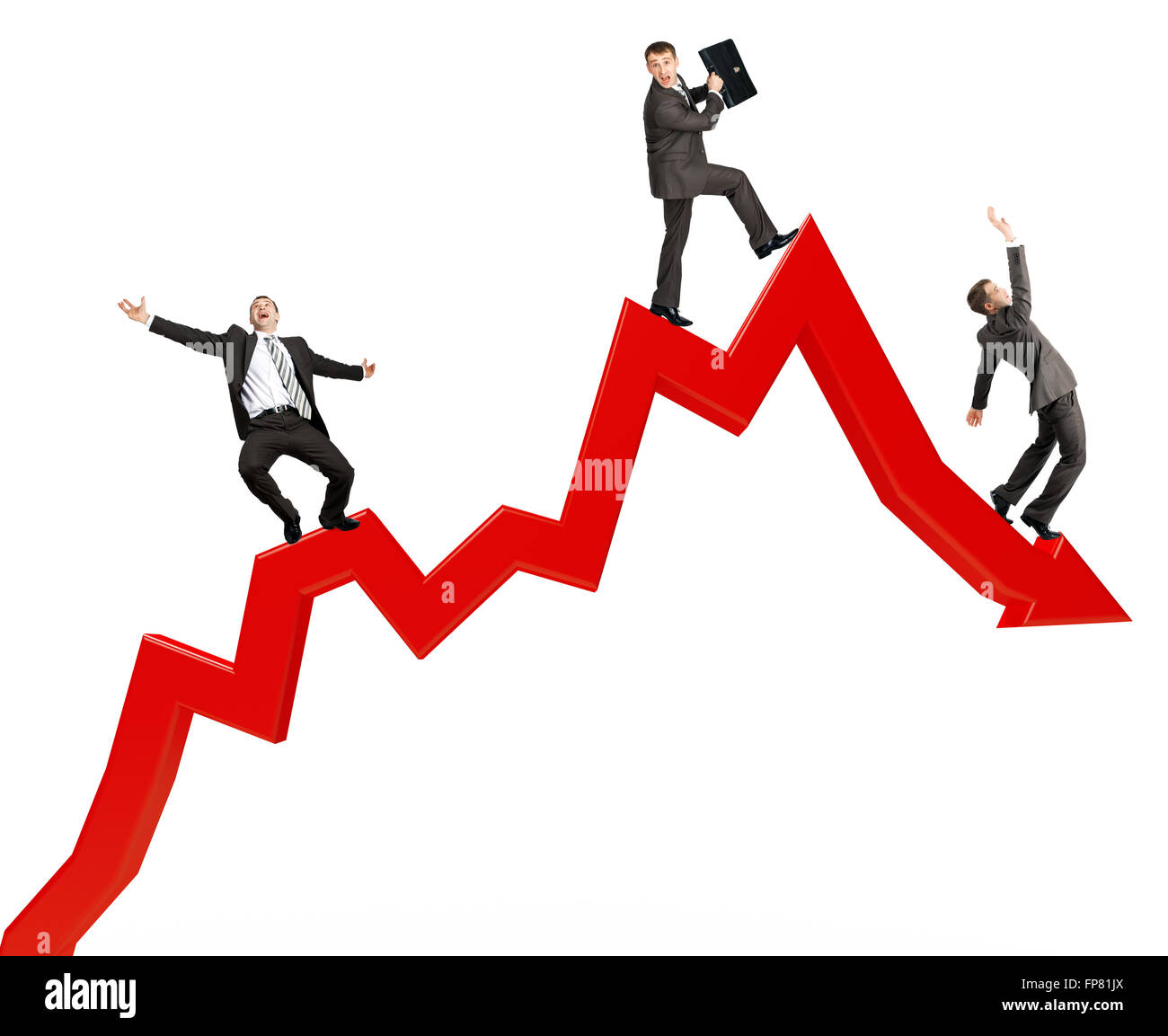Businessmen falling from arrow isolated on white background Stock Photo ...