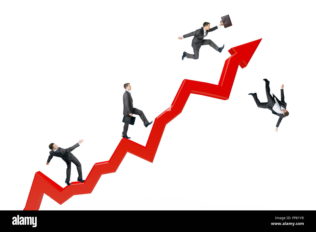 Business people falling from arrow isolated on white background Stock ...
