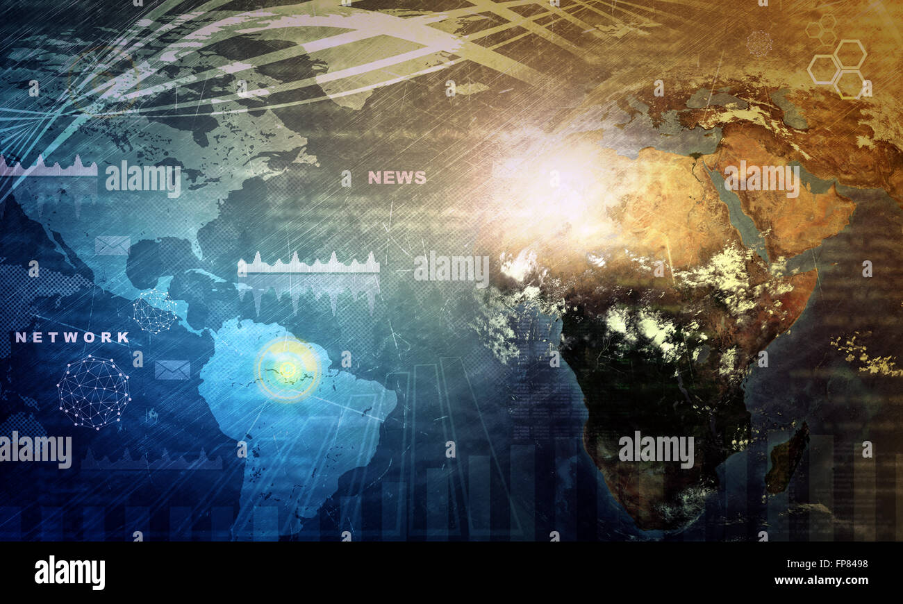 Earth globe with graphs, technology concept. Elements of this image ...