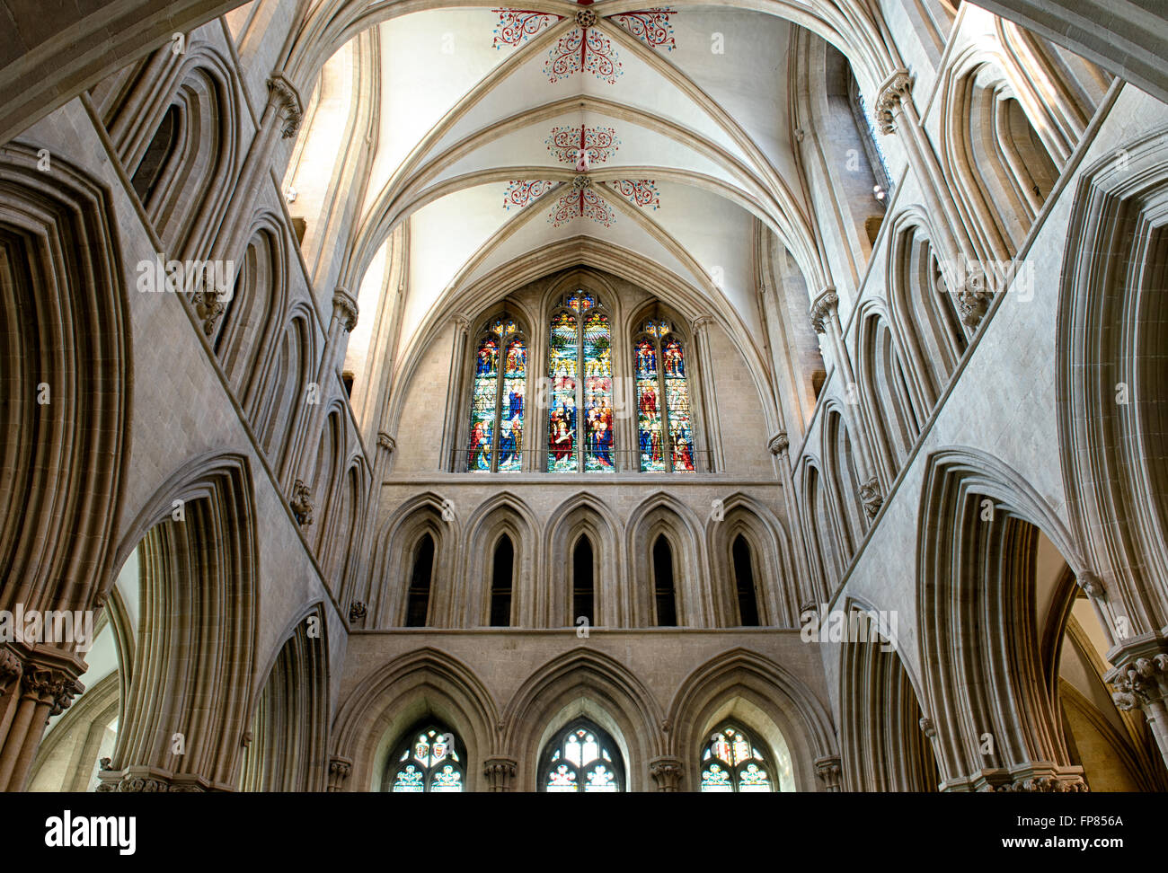 South Transept stained glass window. Wells Cathedral. Somerset, England ...