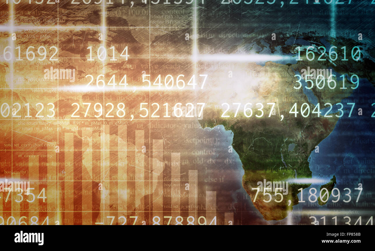 Earth globe with numbers, technology concept. Elements of this image ...