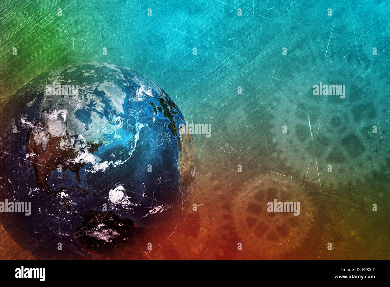 Earth globe with cog wheel, technology concept. Elements of this image ...