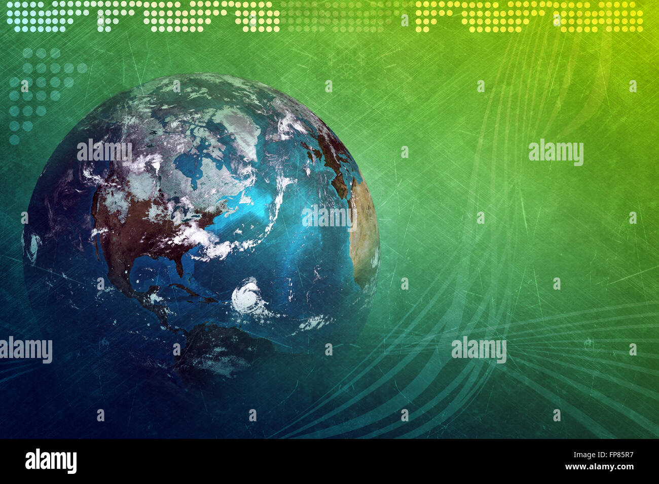 Earth globe with waves, technology concept. Elements of this image ...