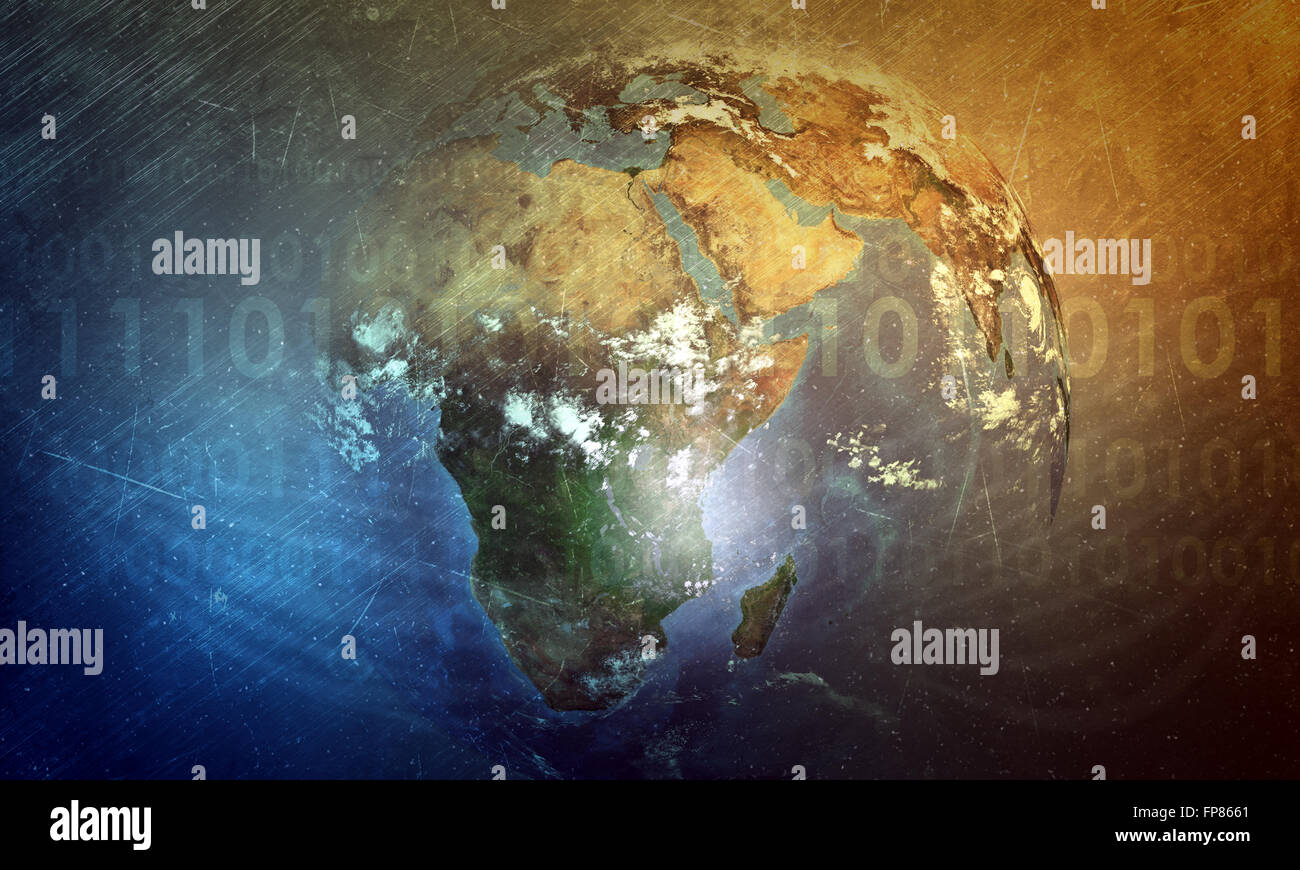 Earth globe with numbers, technology concept. Elements of this image ...