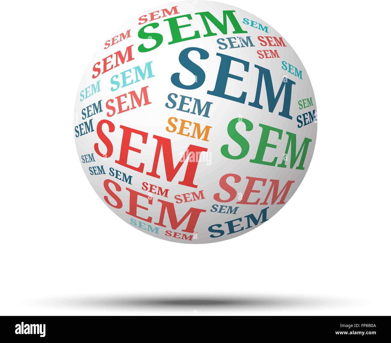 Tag cloud sphere Sem, isolated on white background Stock Vector Image ...