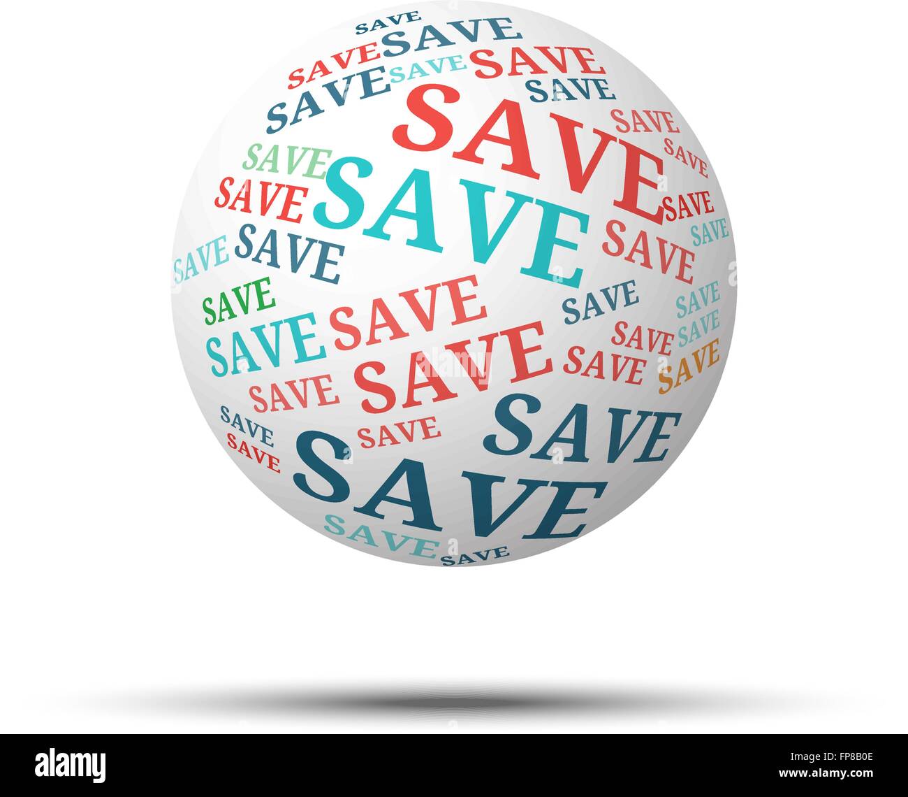 Tag cloud sphere Save, isolated on white background Stock Vector Image ...