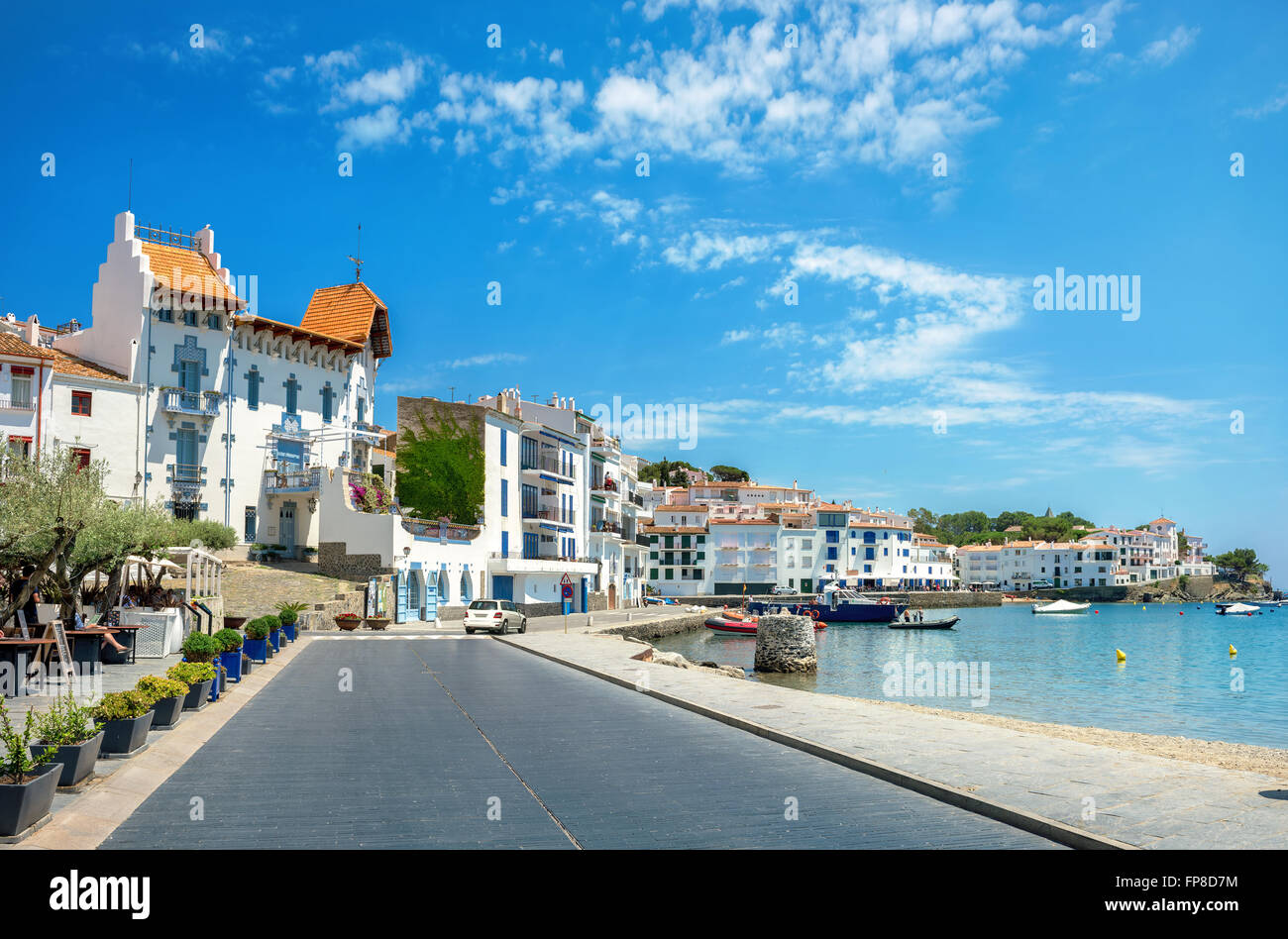 Cityscape of Cadaques village, Costa Brava, Catalonia, Spain Stock ...