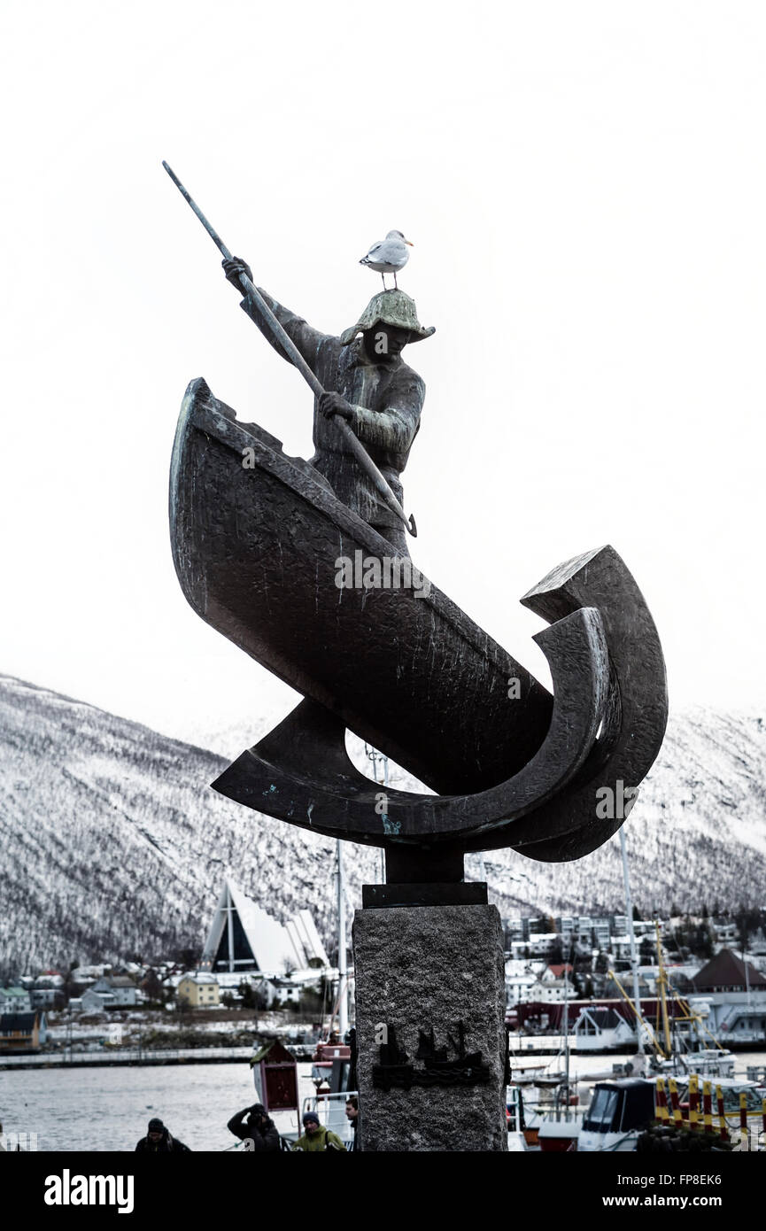 Statue commemorating Norway's whaling history and The Arctic Cathedral ...