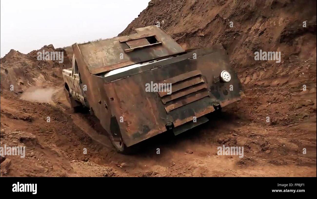 An ISIS propaganda video showing Islamic State homemade suicide vehicle ...