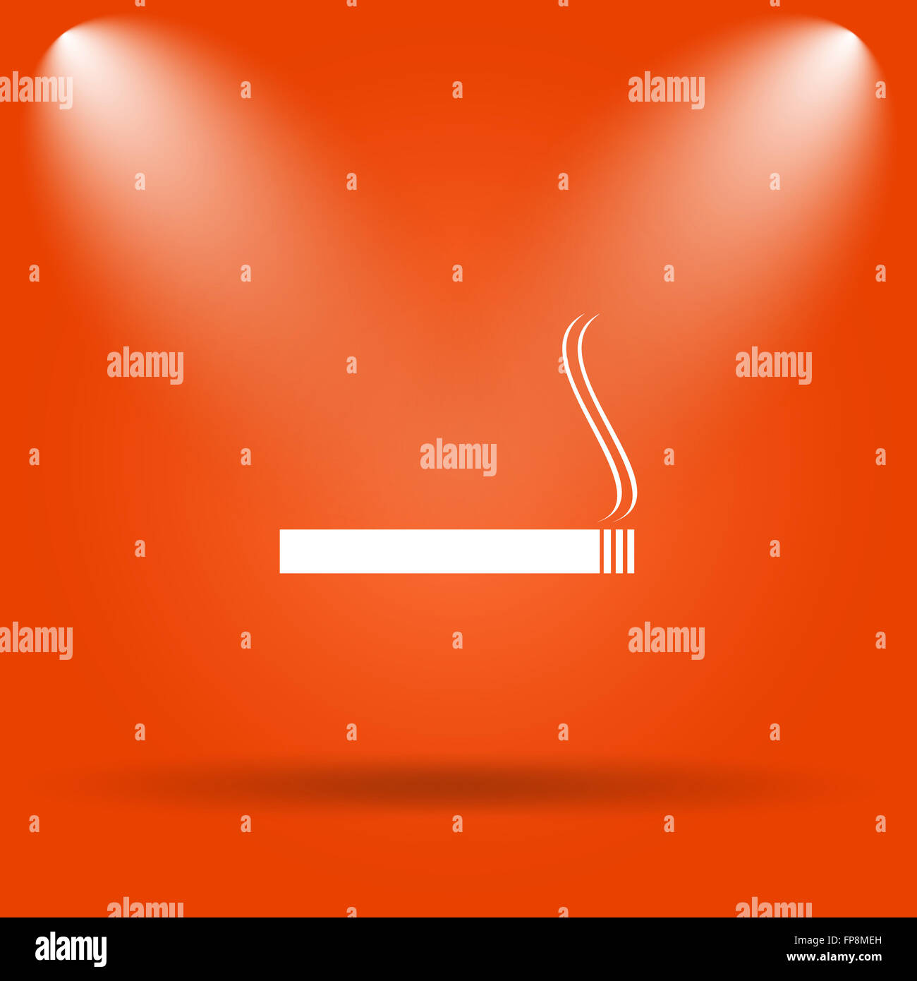 Cigarette icon. Internet button on orange background Stock Photo - Alamy