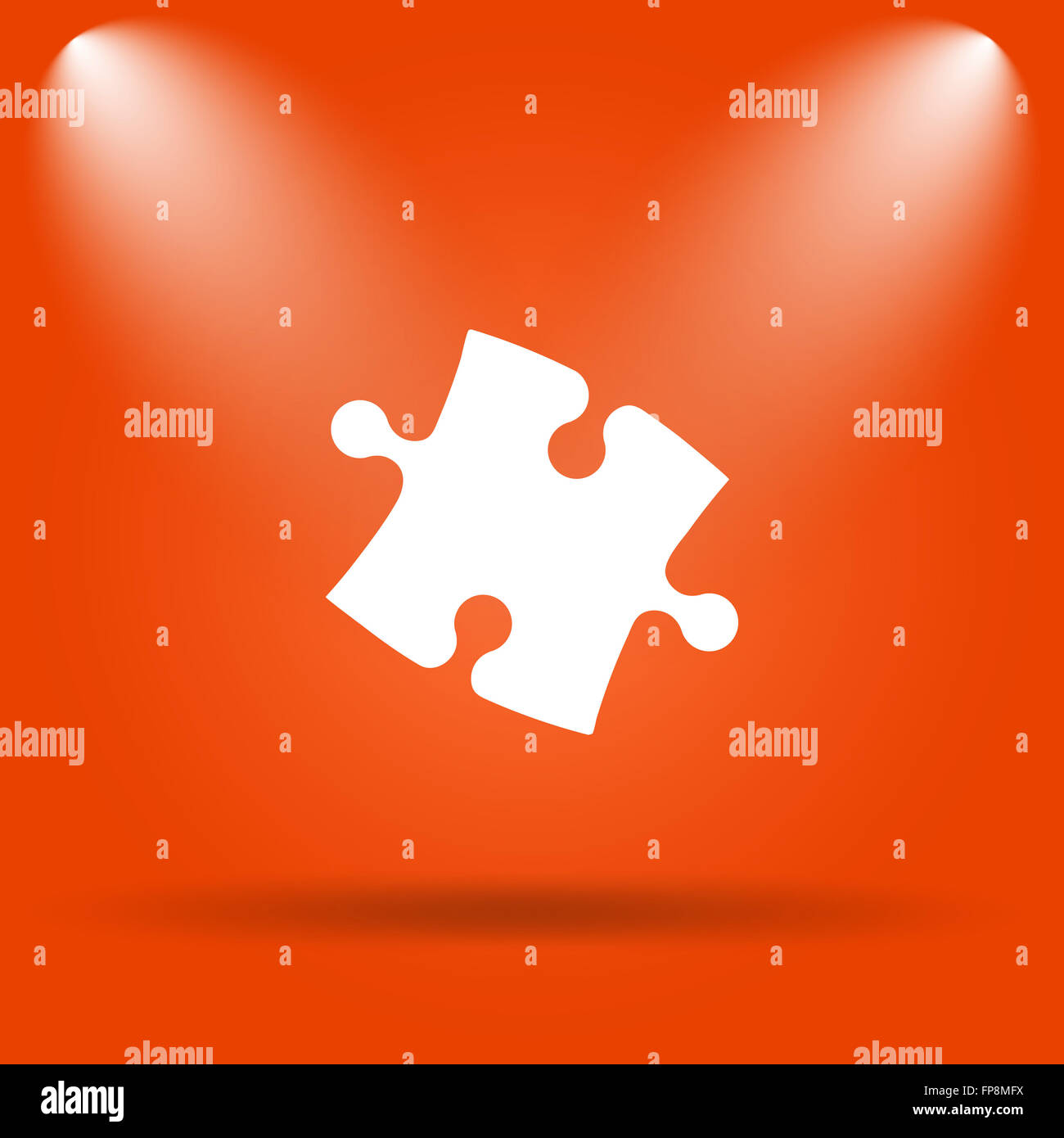 Puzzle piece icon. Internet button on orange background Stock Photo - Alamy