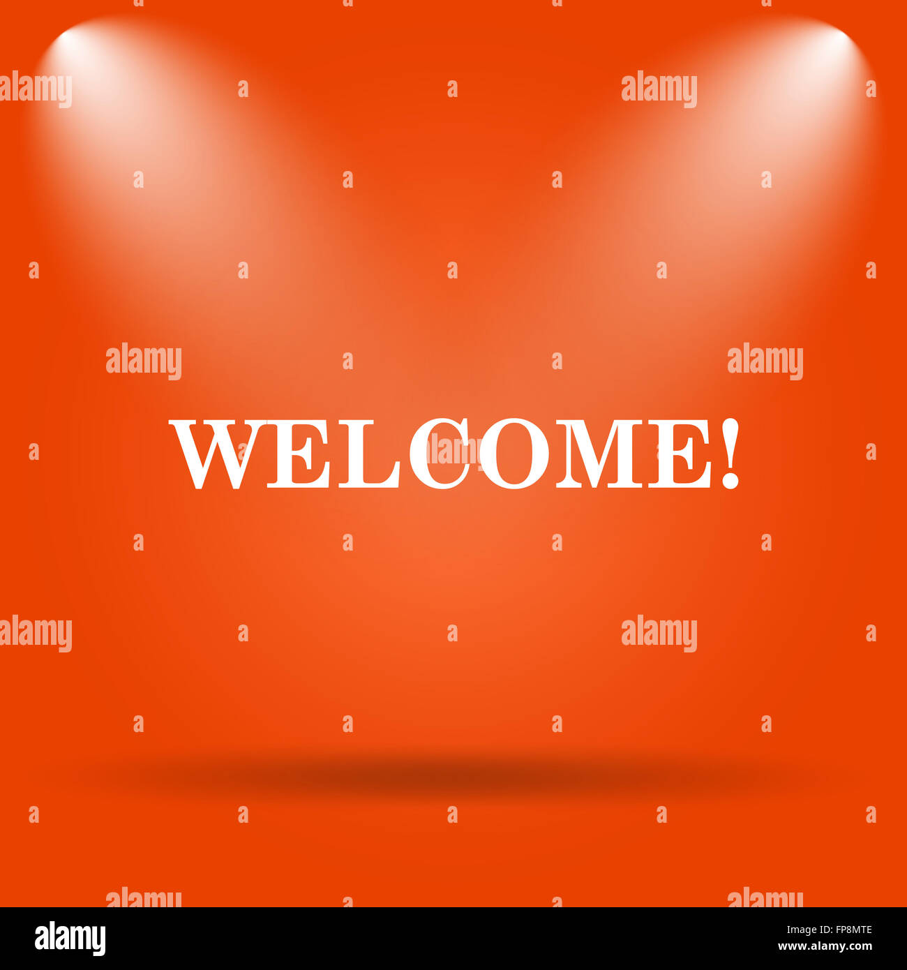 Welcome icon. Internet button on orange background Stock Photo - Alamy