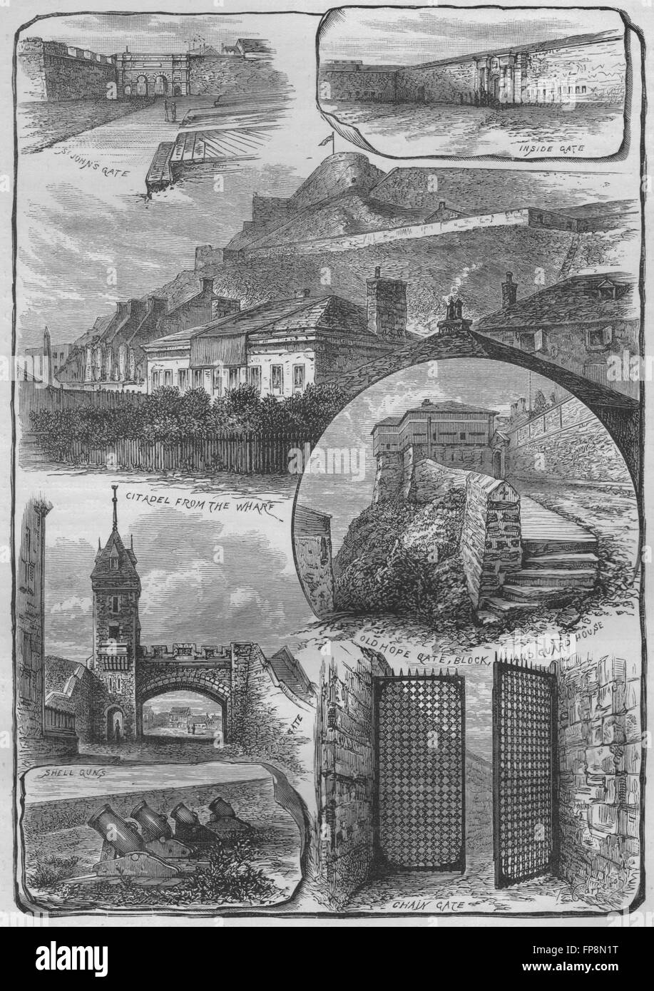 QUEBEC CITY: The Citadel and Ramparts, antique print 1882 Stock Photo ...