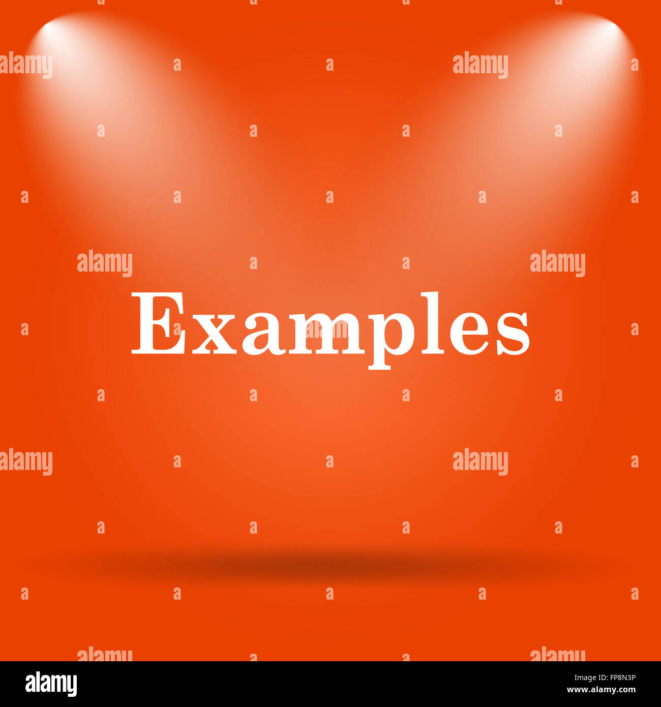 Examples icon. Internet button on orange background Stock Photo - Alamy
