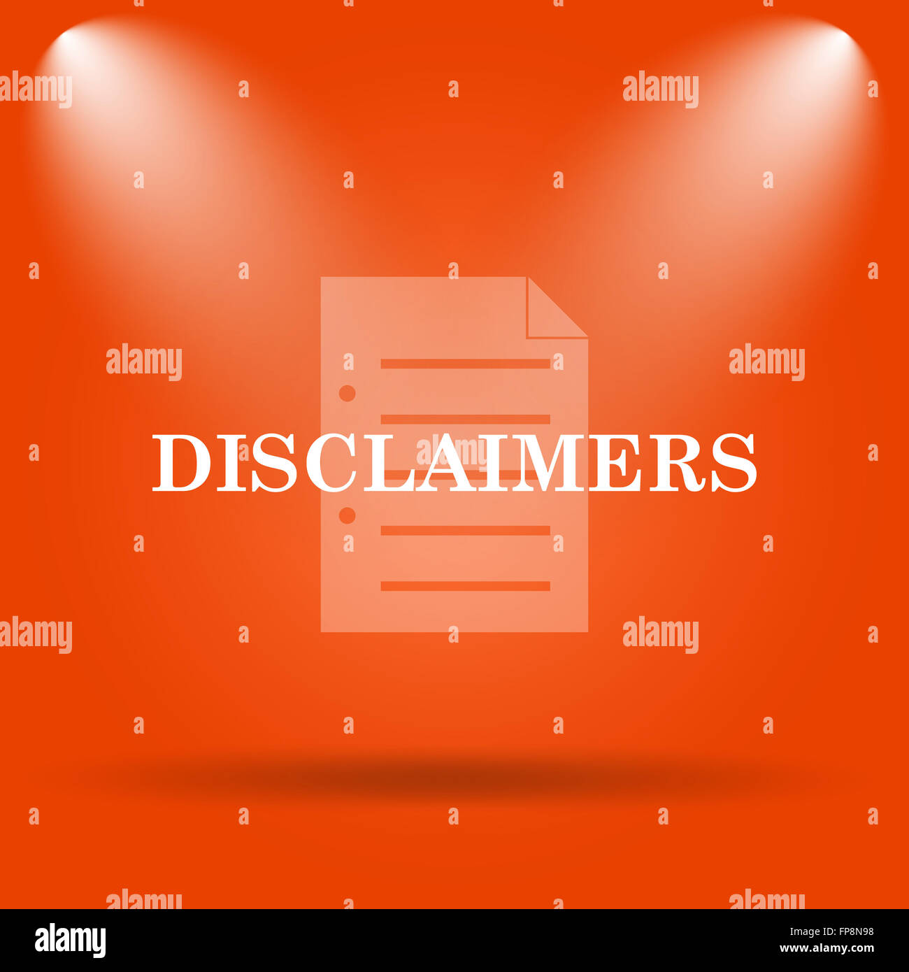 Disclaimers icon. Internet button on orange background Stock Photo - Alamy