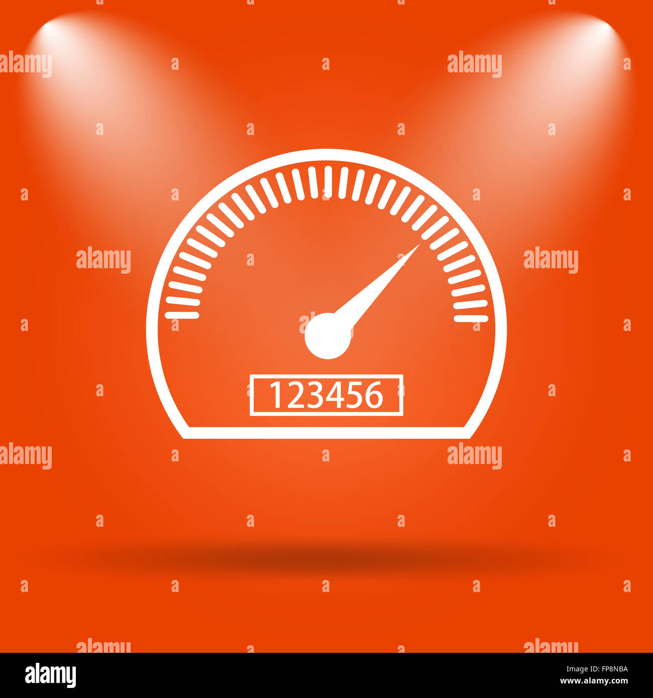 Speedometer icon. Internet button on orange background Stock Photo - Alamy