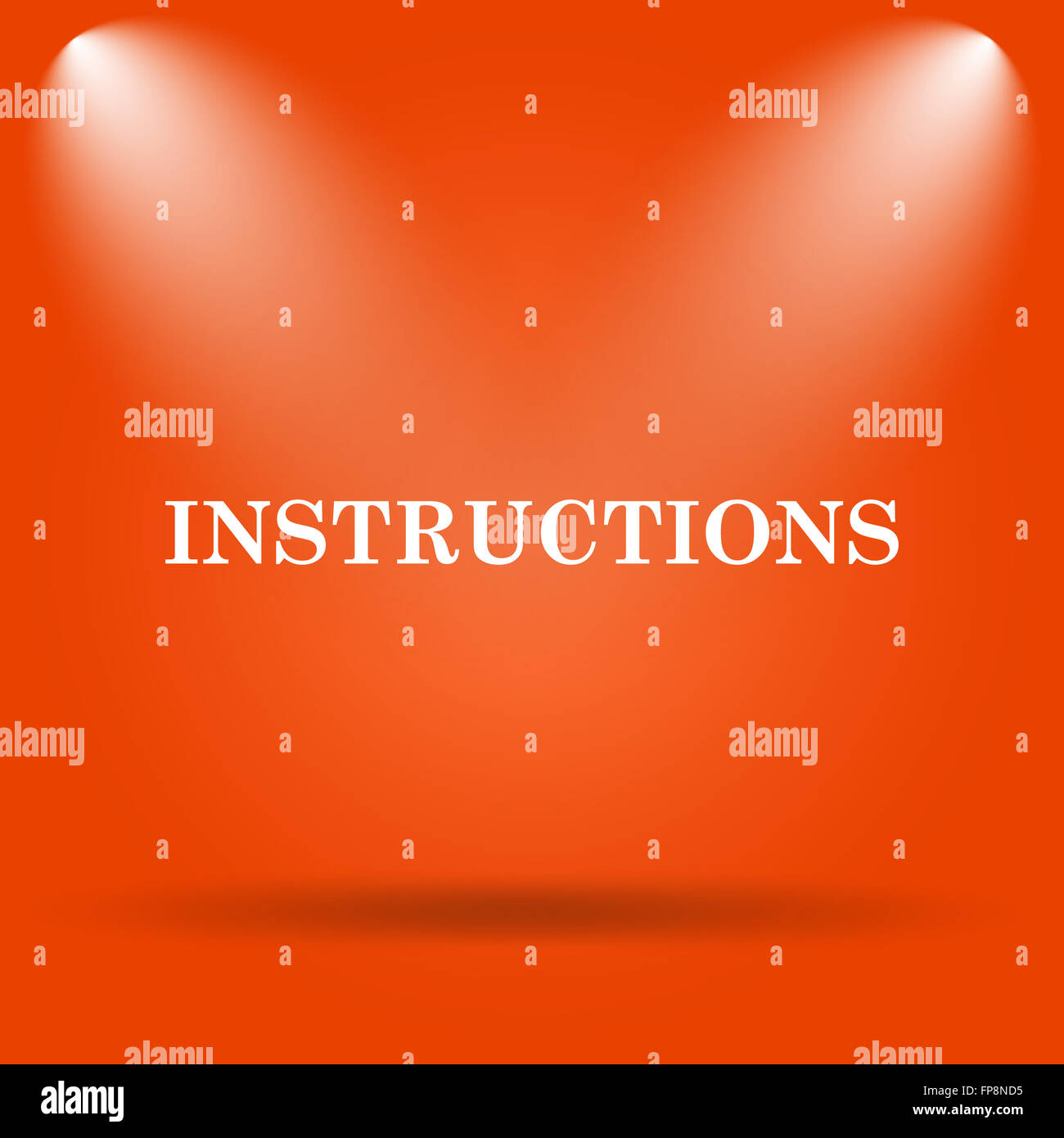 Instructions icon. Internet button on orange background Stock Photo - Alamy