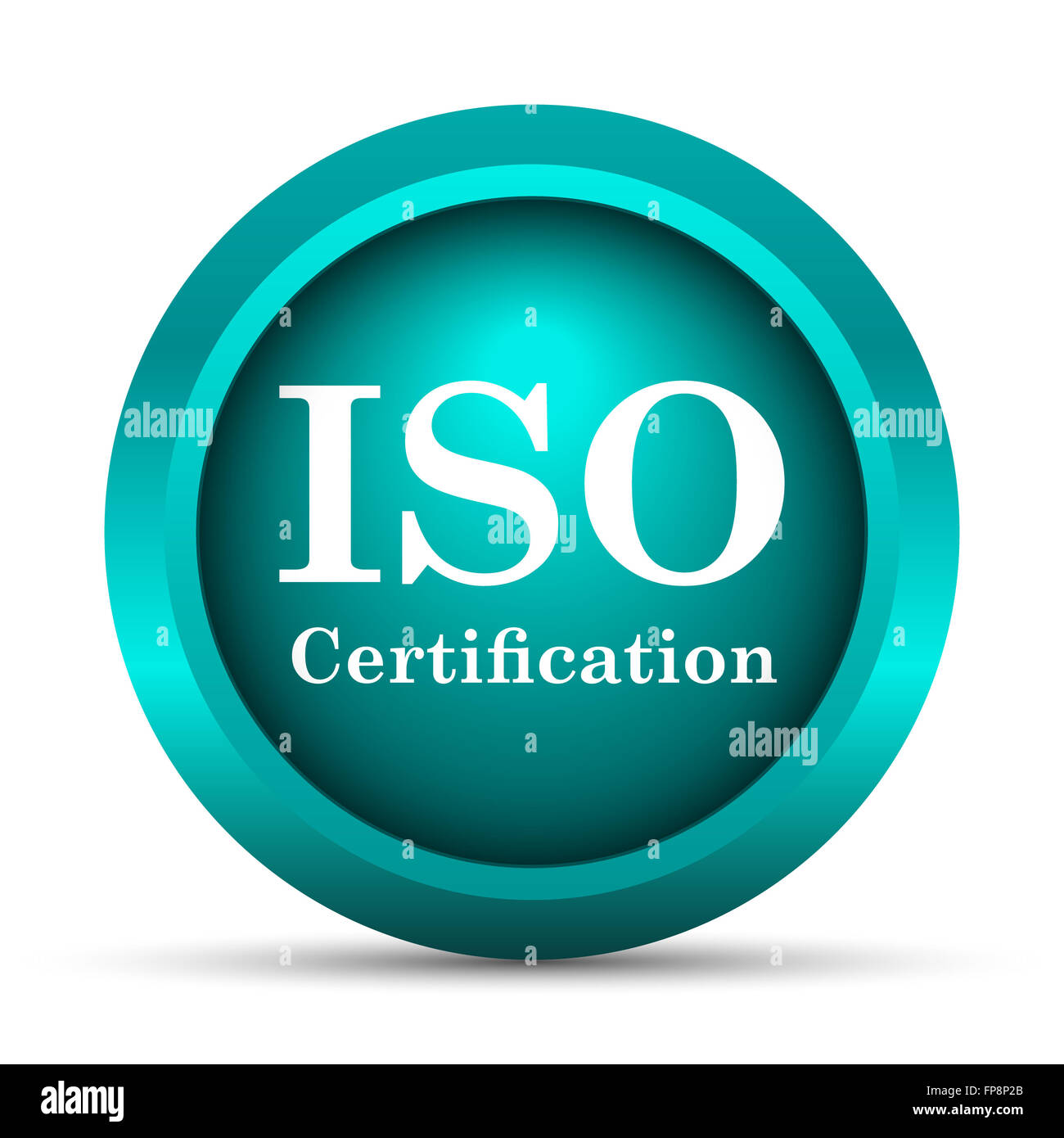 ISO certification icon. Internet button on white background Stock Photo ...