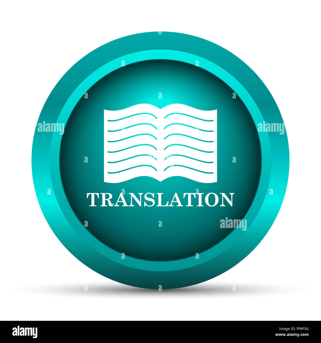 Translation book icon. Internet button on white background Stock Photo ...