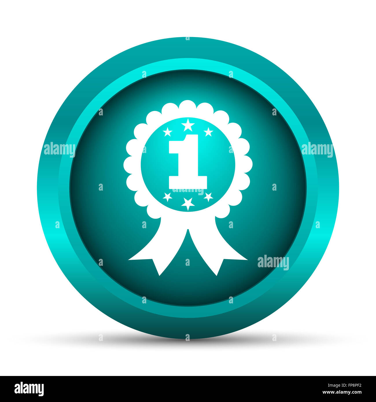 First prize ribbon icon. Internet button on white background Stock ...