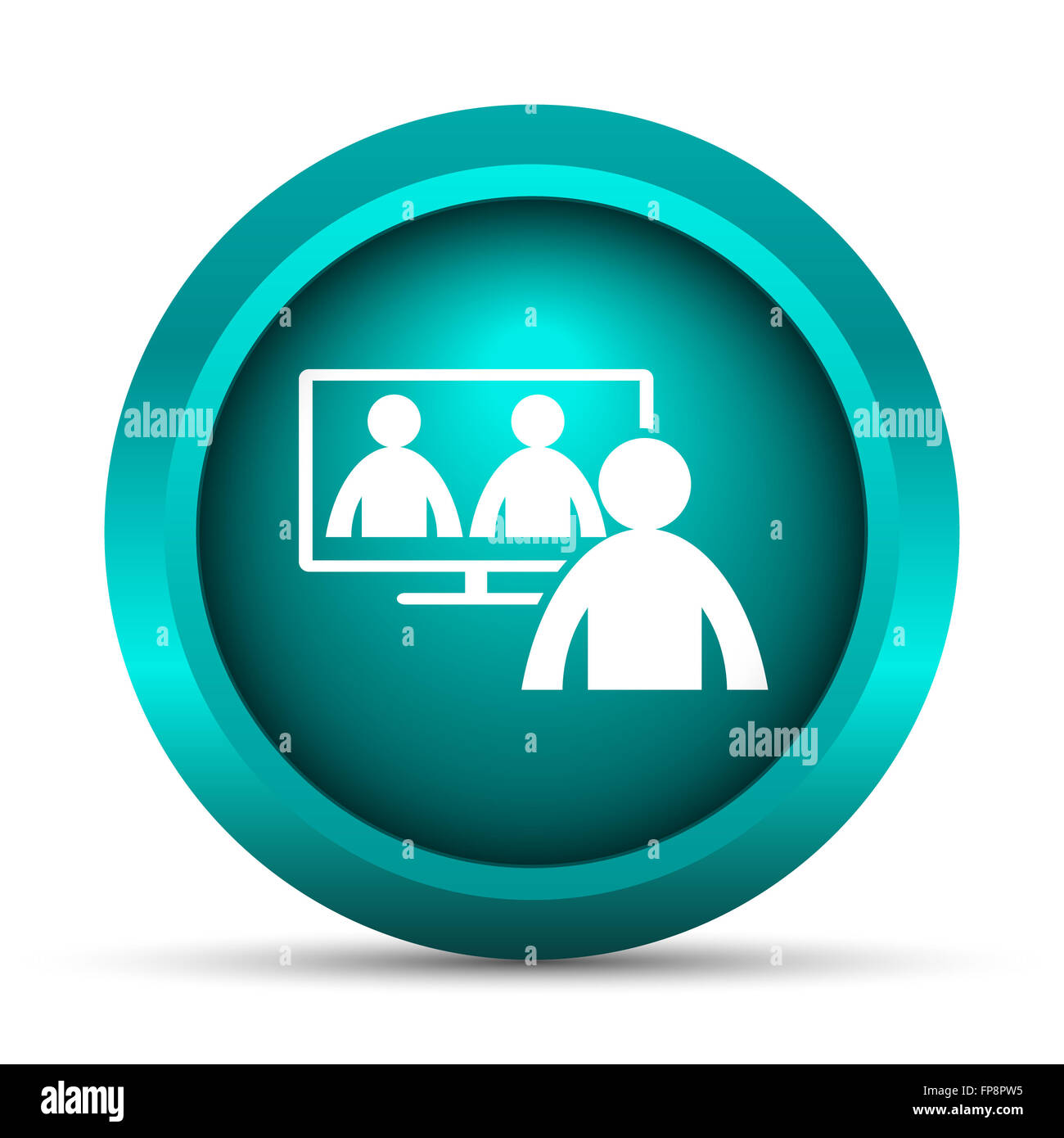 Video conference, online meeting icon. Internet button on white ...