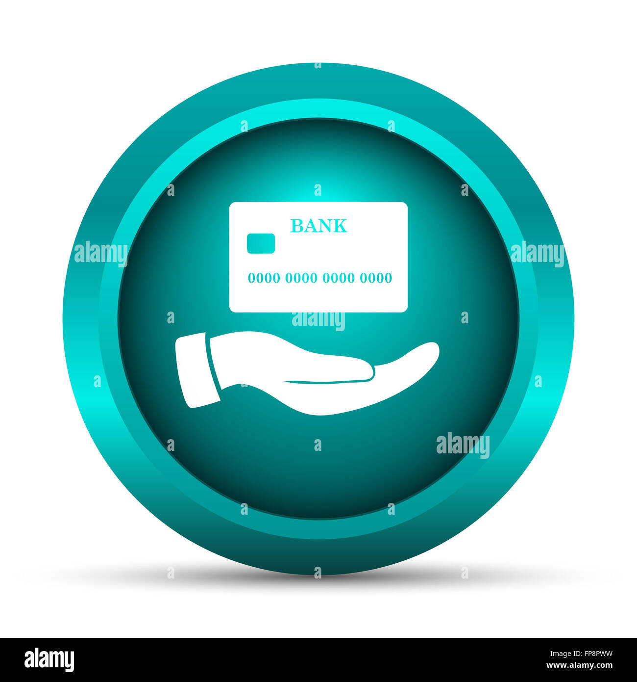 Hand holding credit card icon. Internet button on white background ...