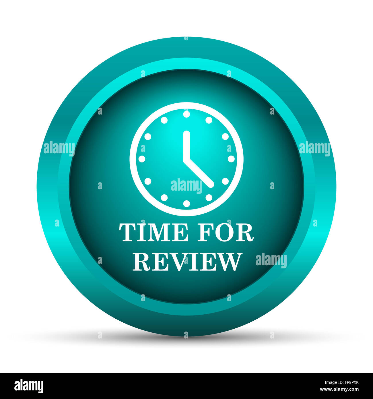Time for review icon. Internet button on white background Stock Photo ...