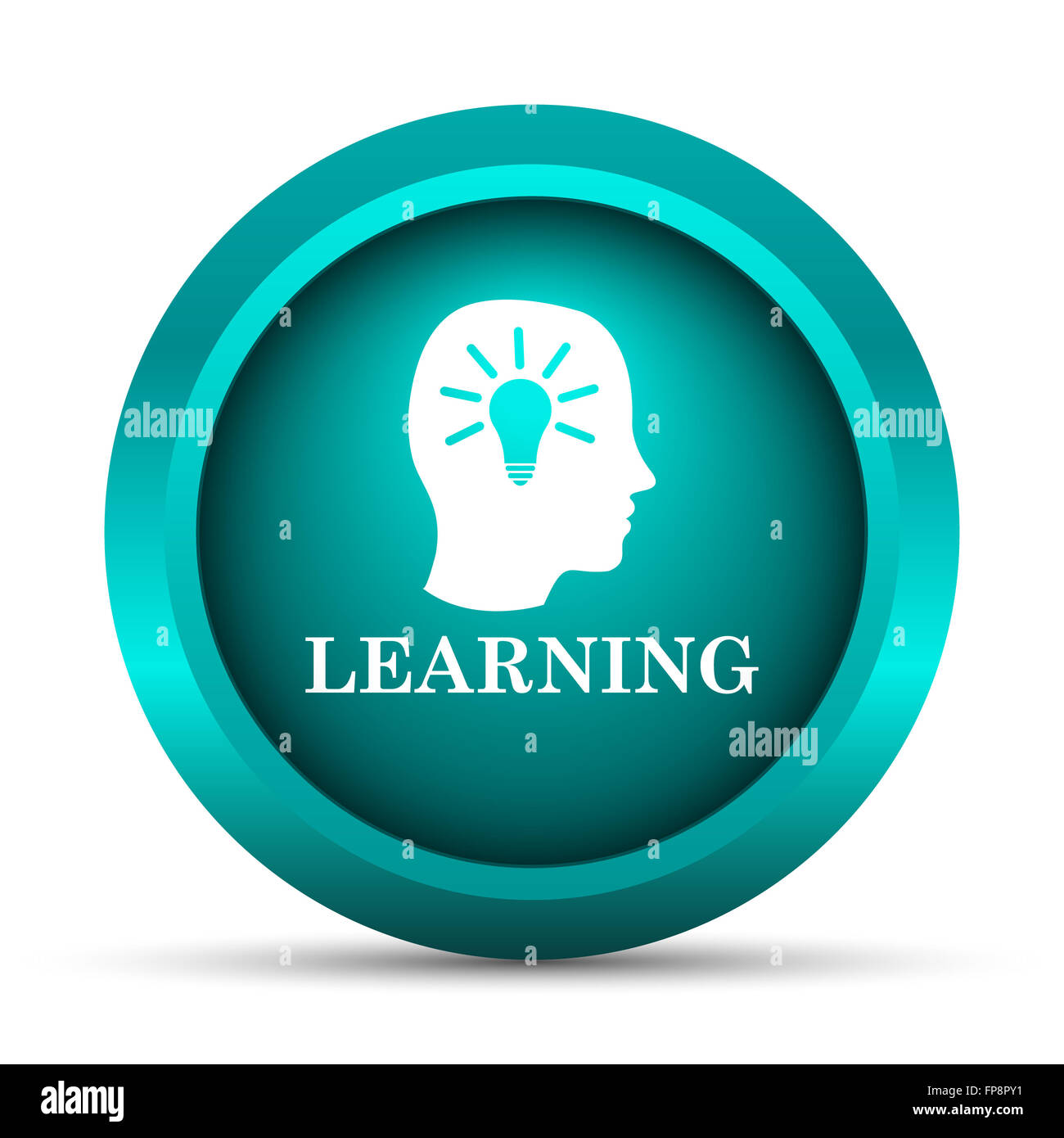 Learning icon. Internet button on white background Stock Photo - Alamy