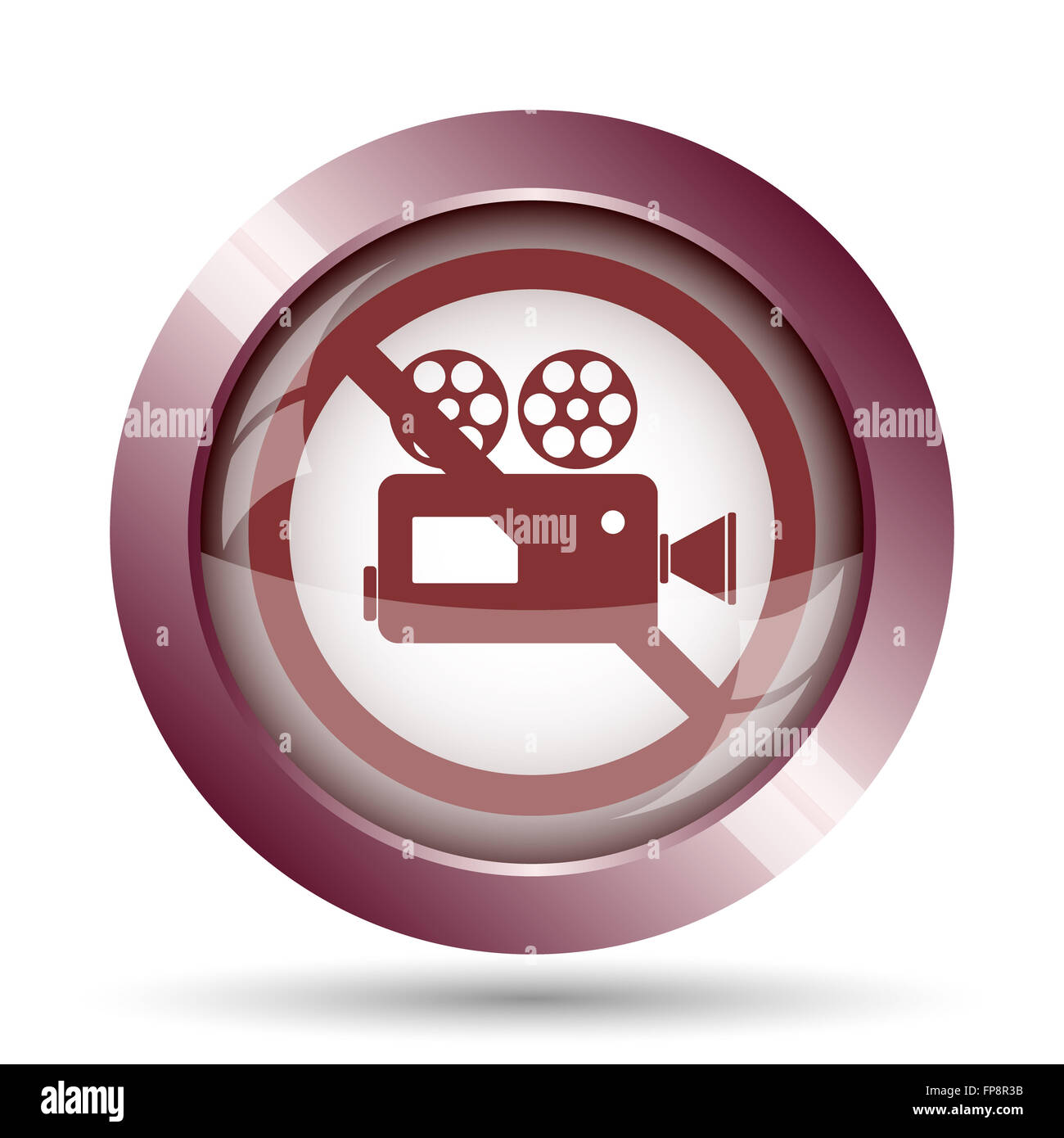 Forbidden video camera icon. Internet button on white background Stock ...
