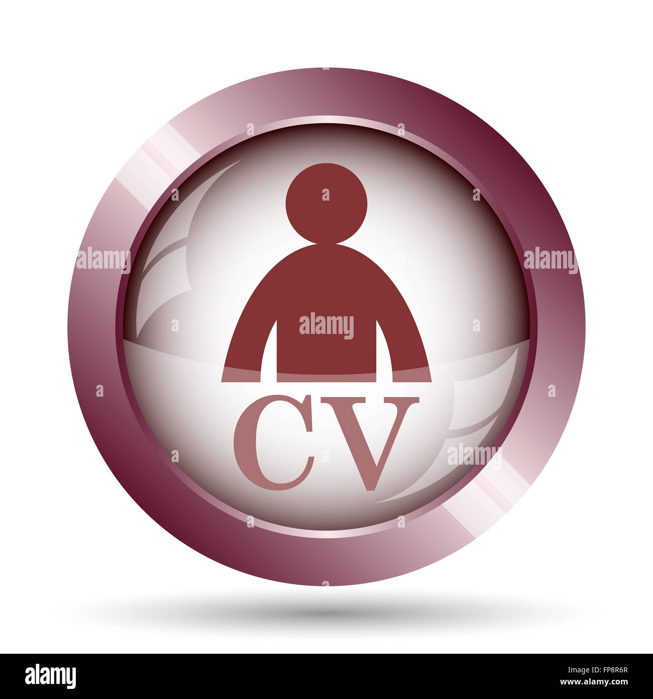 CV icon. Internet button on white background Stock Photo - Alamy