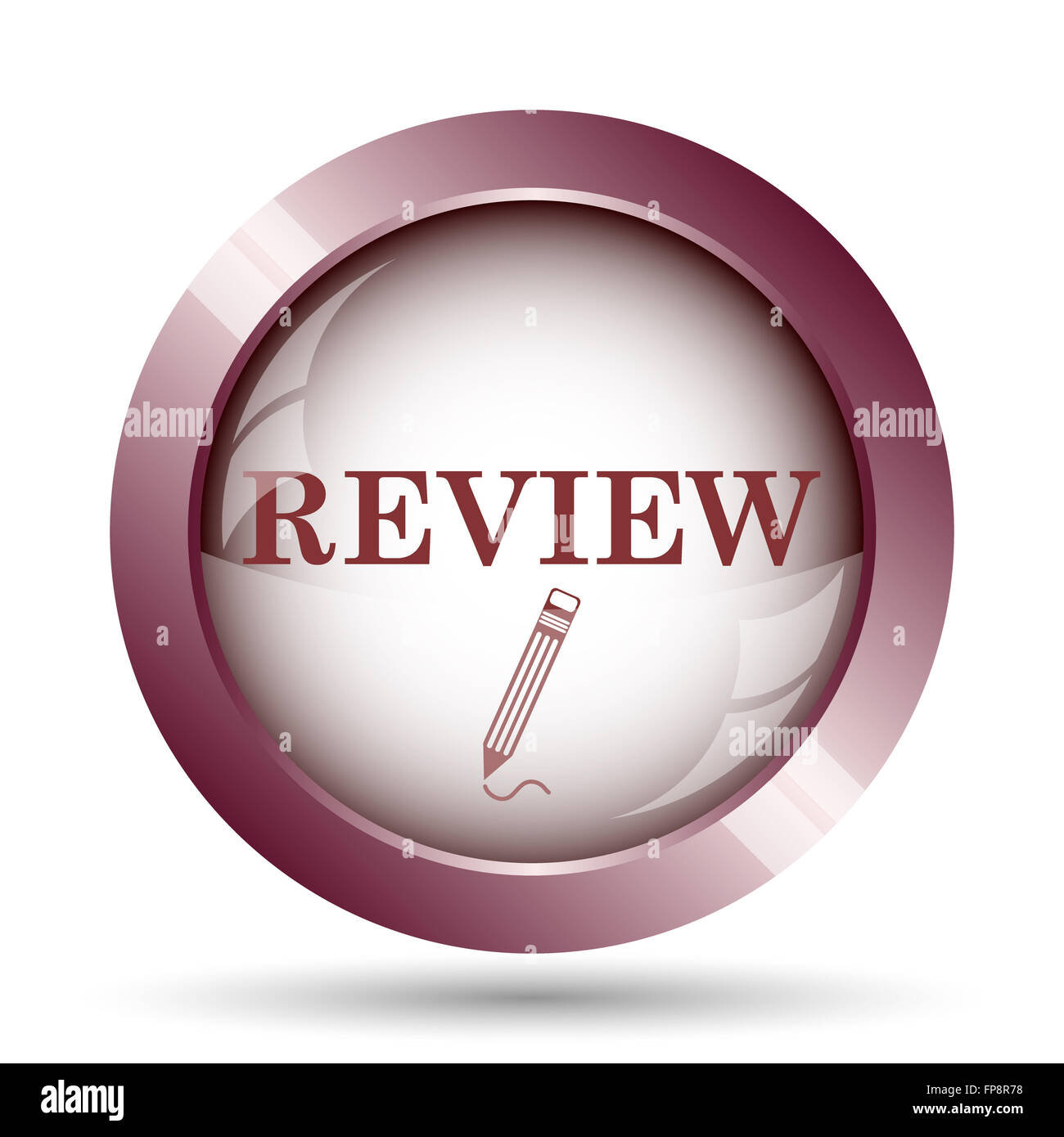 Review icon. Internet button on white background Stock Photo - Alamy