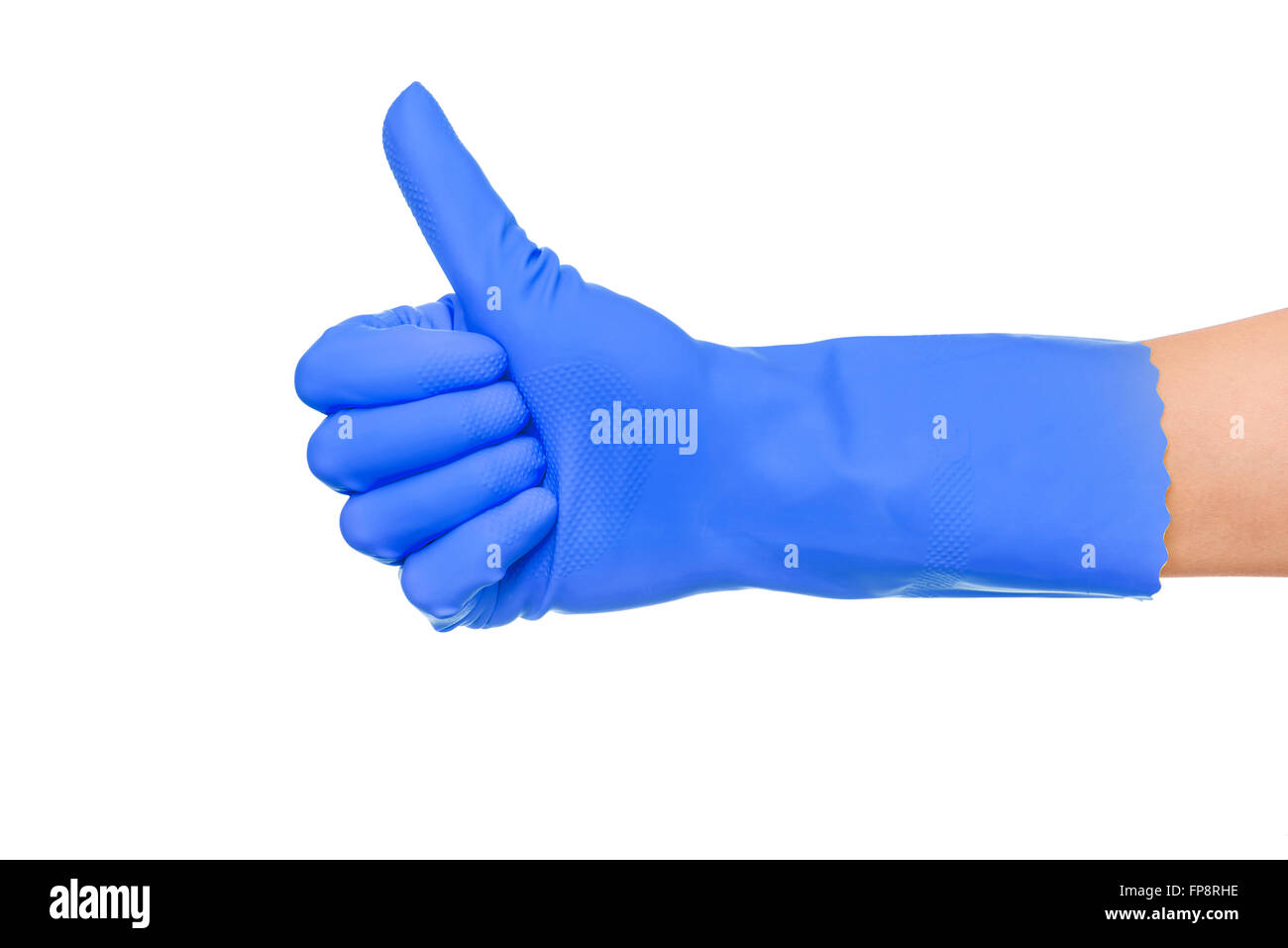 OK sign hand in a blue glove Stock Photo - Alamy
