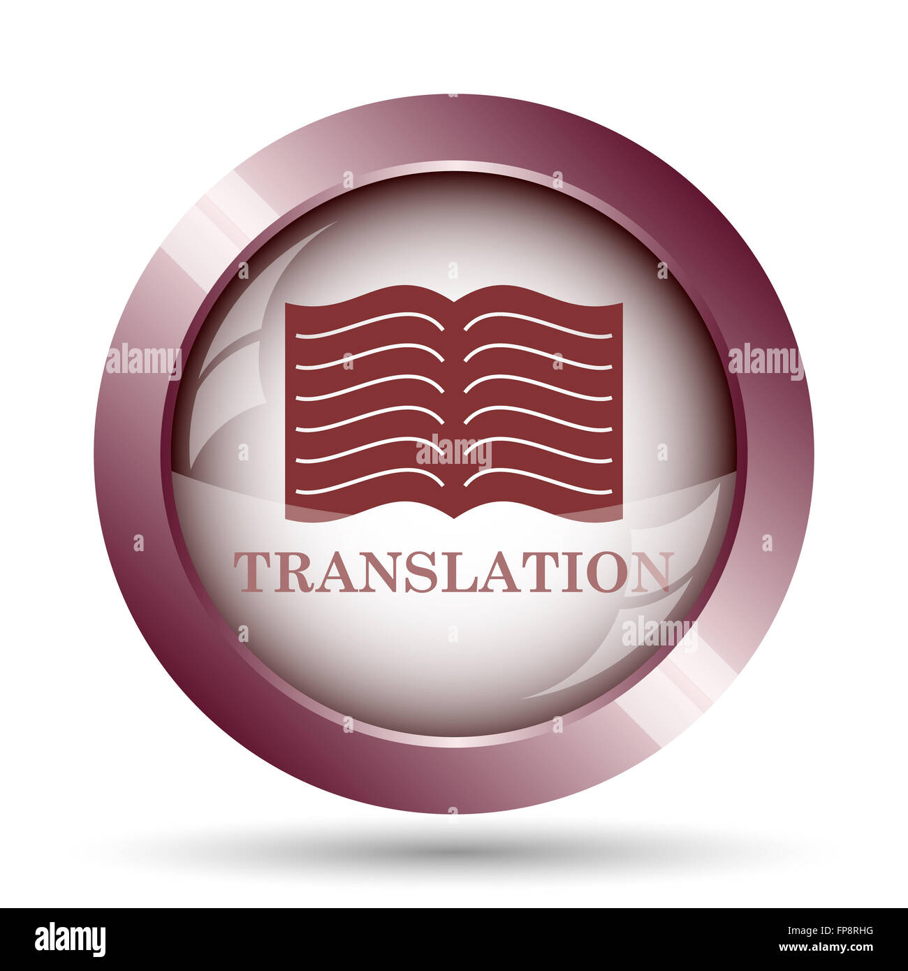 Translation book icon. Internet button on white background Stock Photo ...