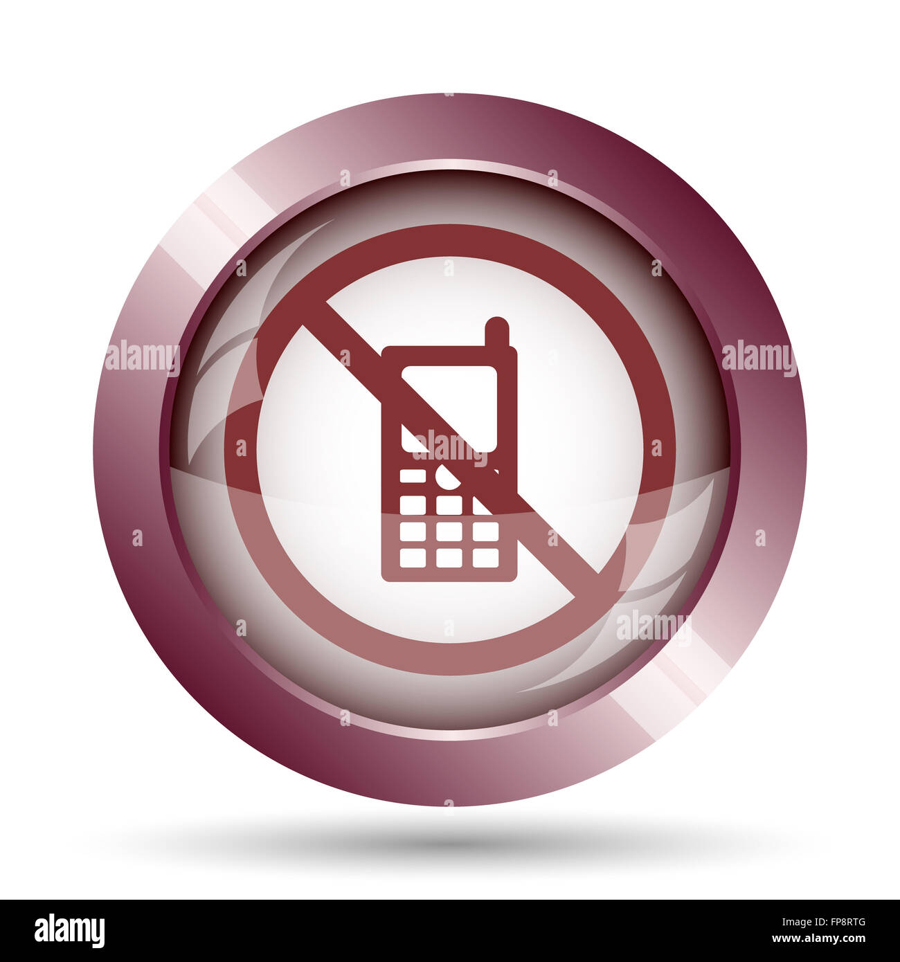 Mobile phone restricted icon. Internet button on white background Stock ...