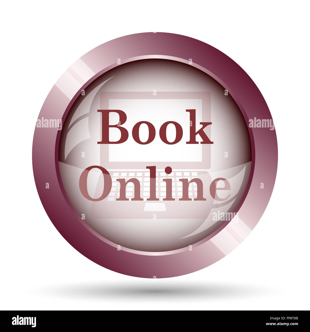 Book online icon. Internet button on white background Stock Photo - Alamy