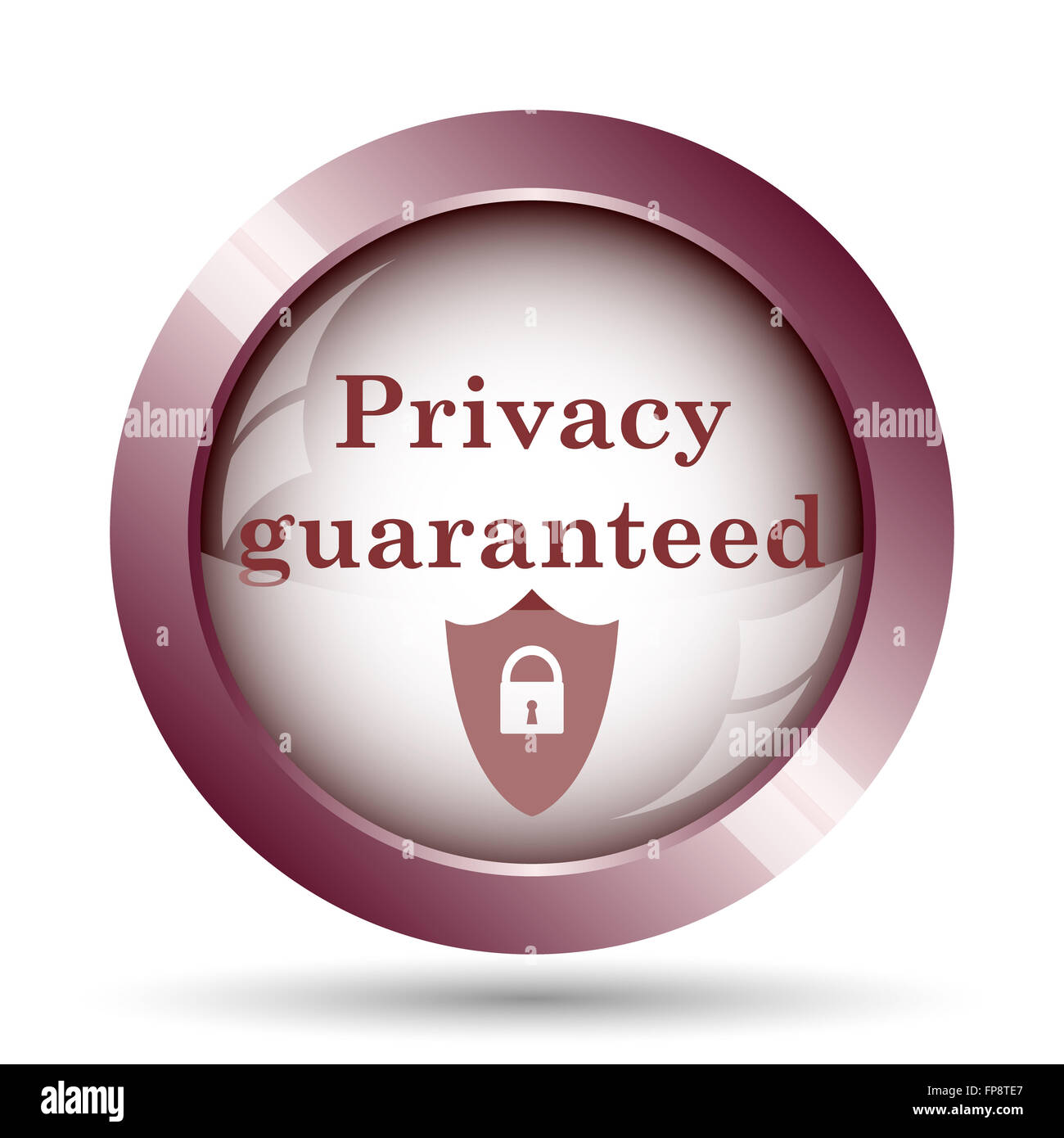 Privacy guaranteed icon. Internet button on white background Stock ...