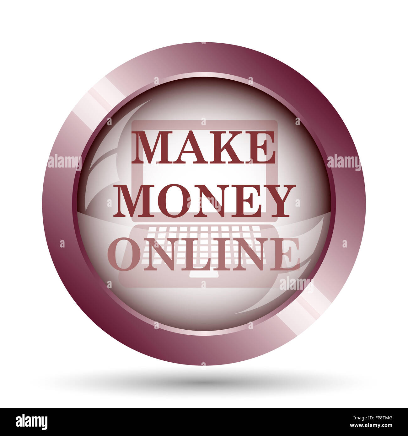 Make money online icon. Internet button on white background Stock Photo ...