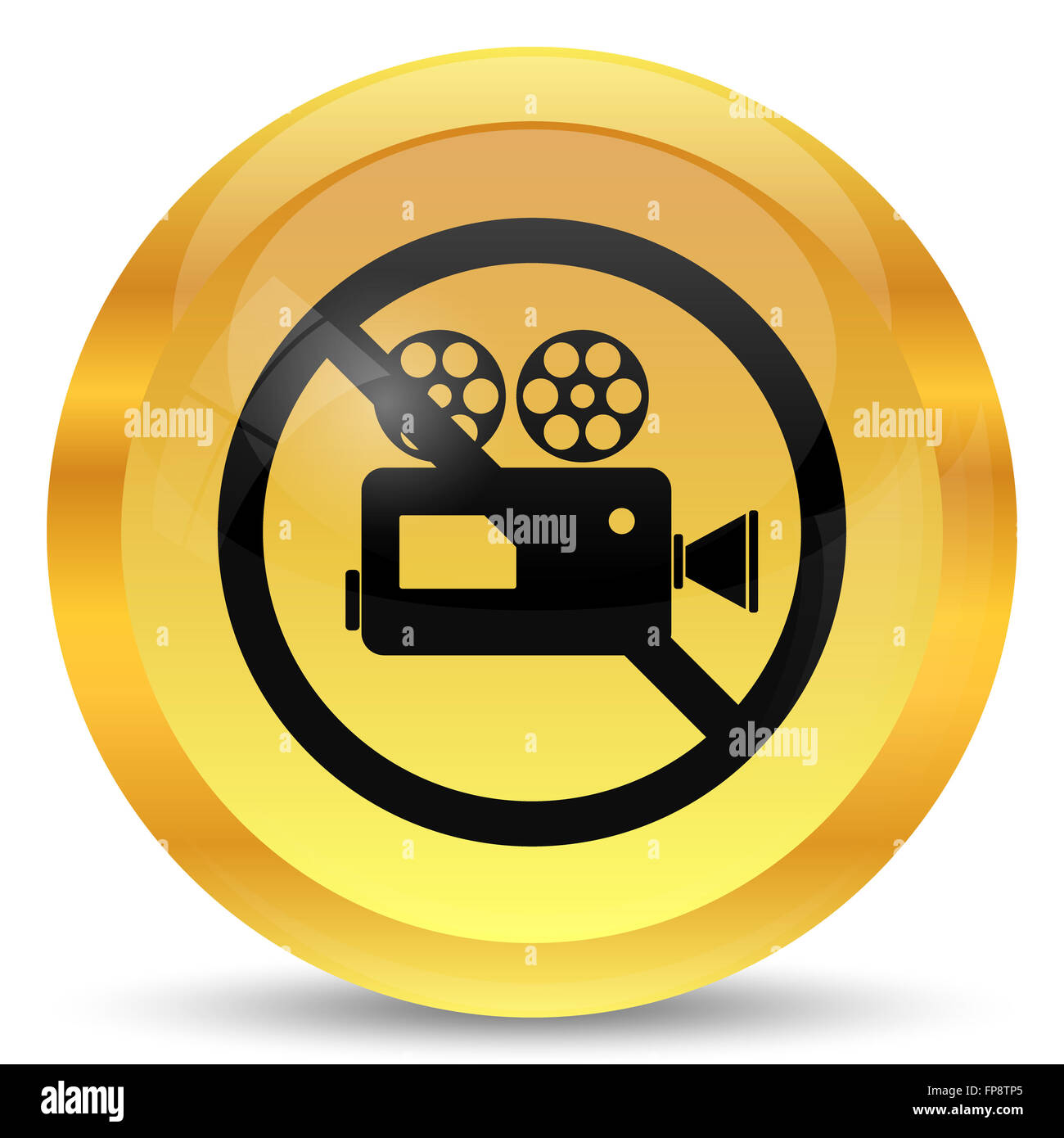 Forbidden video camera icon. Internet button on white background Stock ...