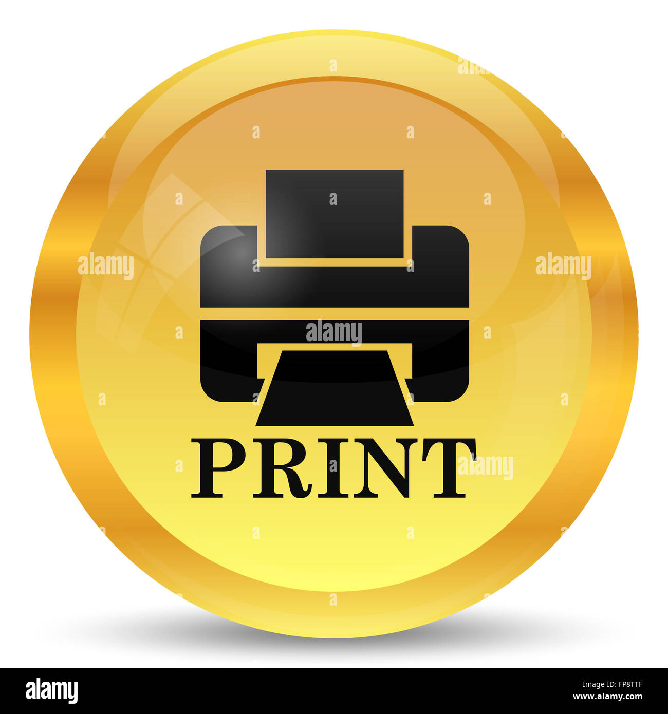 Printer with word PRINT icon. Internet button on white background Stock ...