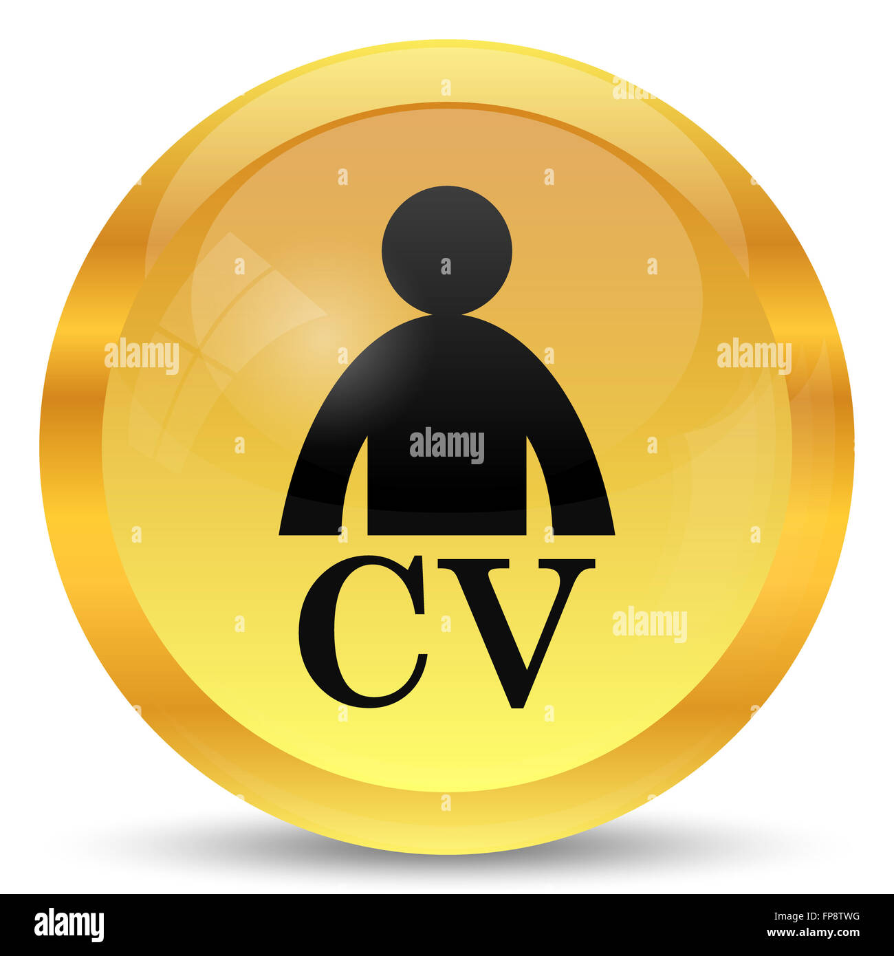 CV icon. Internet button on white background Stock Photo - Alamy