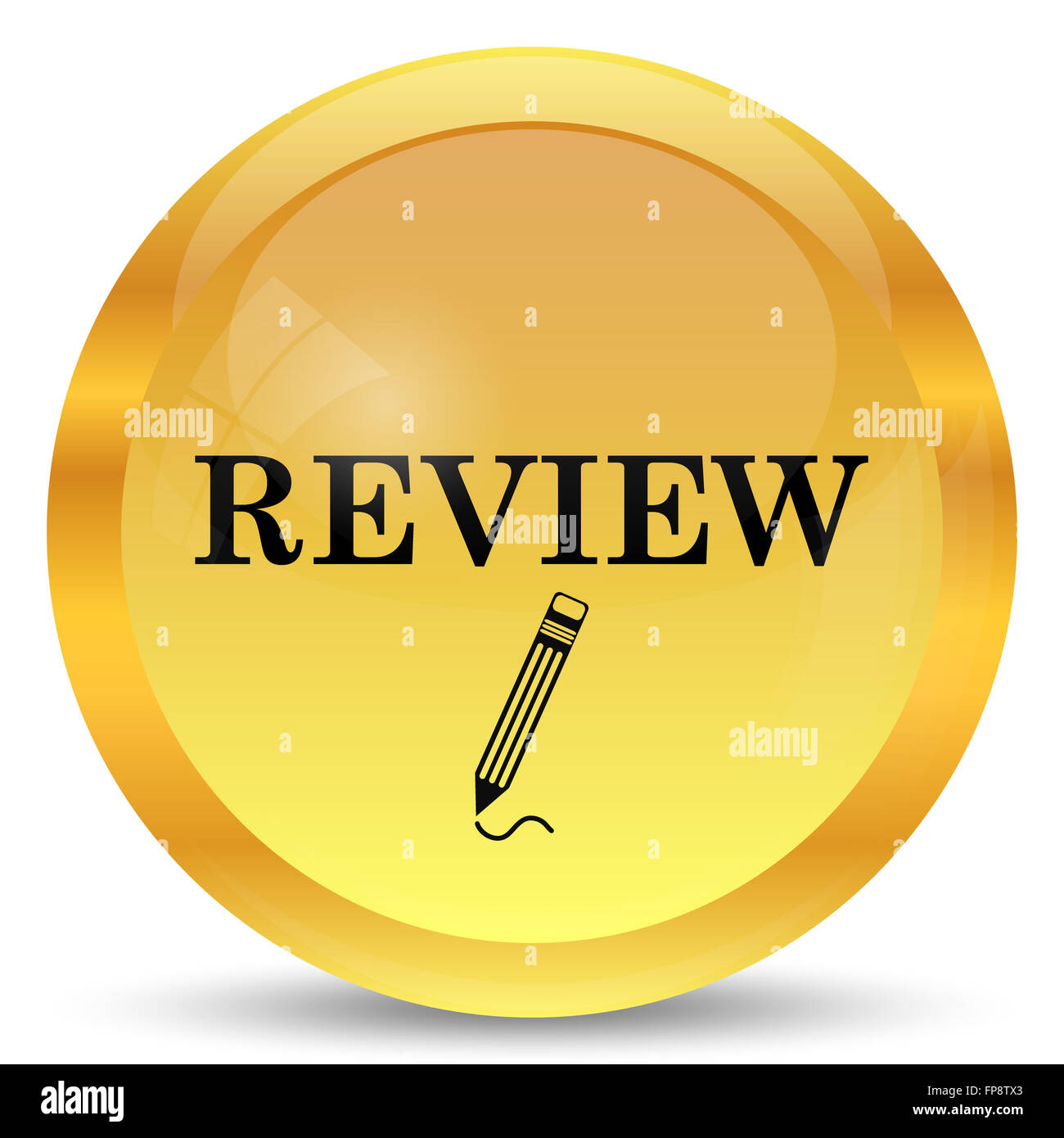 Review icon. Internet button on white background Stock Photo - Alamy
