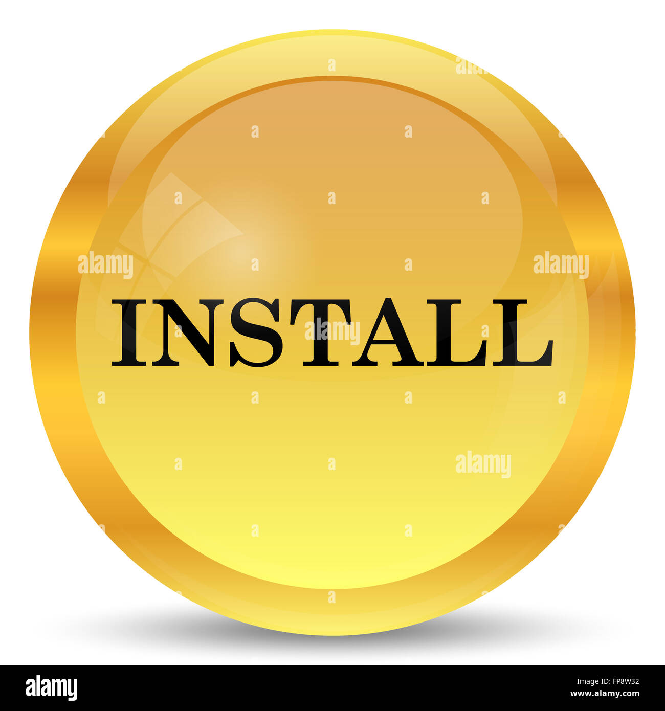 Install icon. Internet button on white background Stock Photo - Alamy
